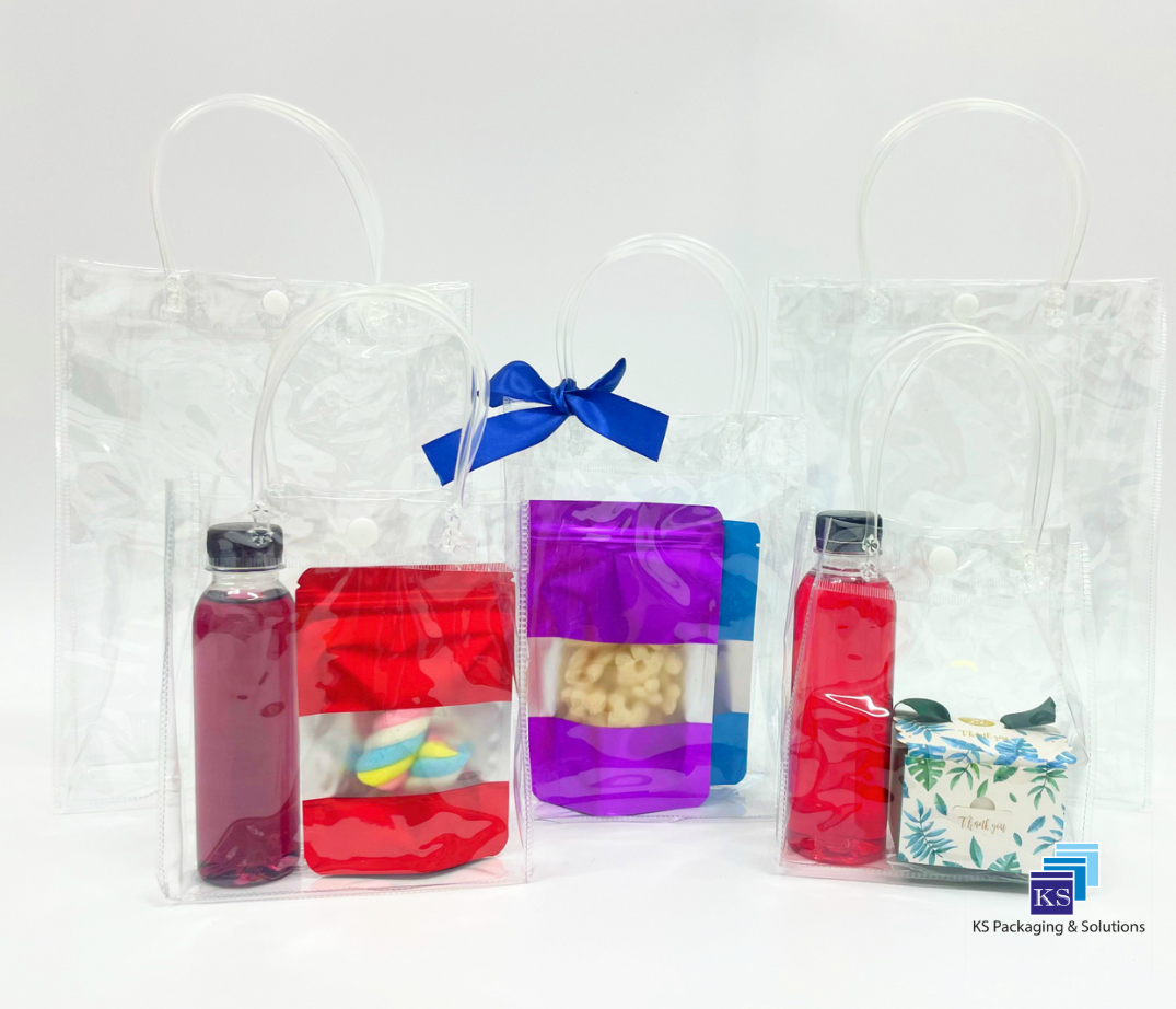 Clear Transparent PVC Tote Bag with Button Transparent Fancy Shopping ...