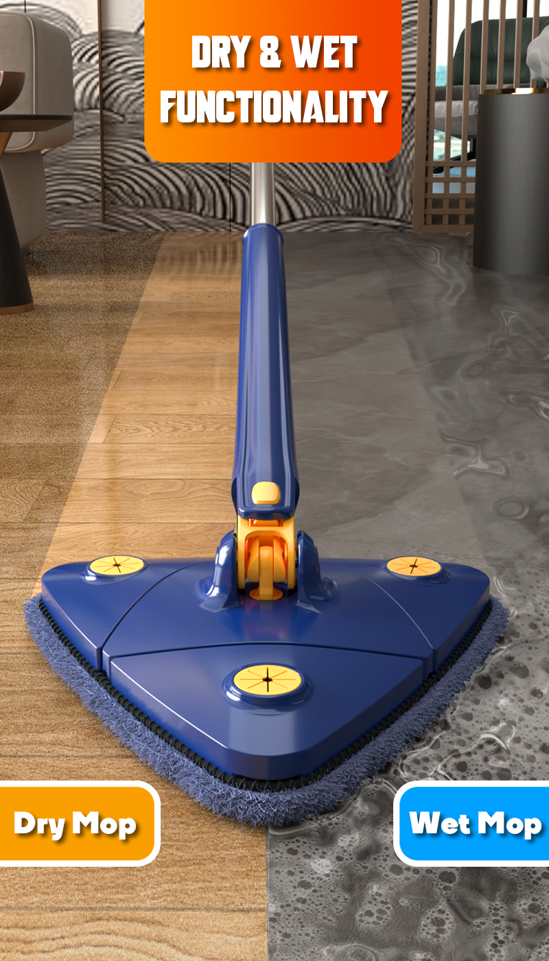 Triangle Mop With Free Wall Hanger 360°Rotatable Hands Free Squeeze For ...