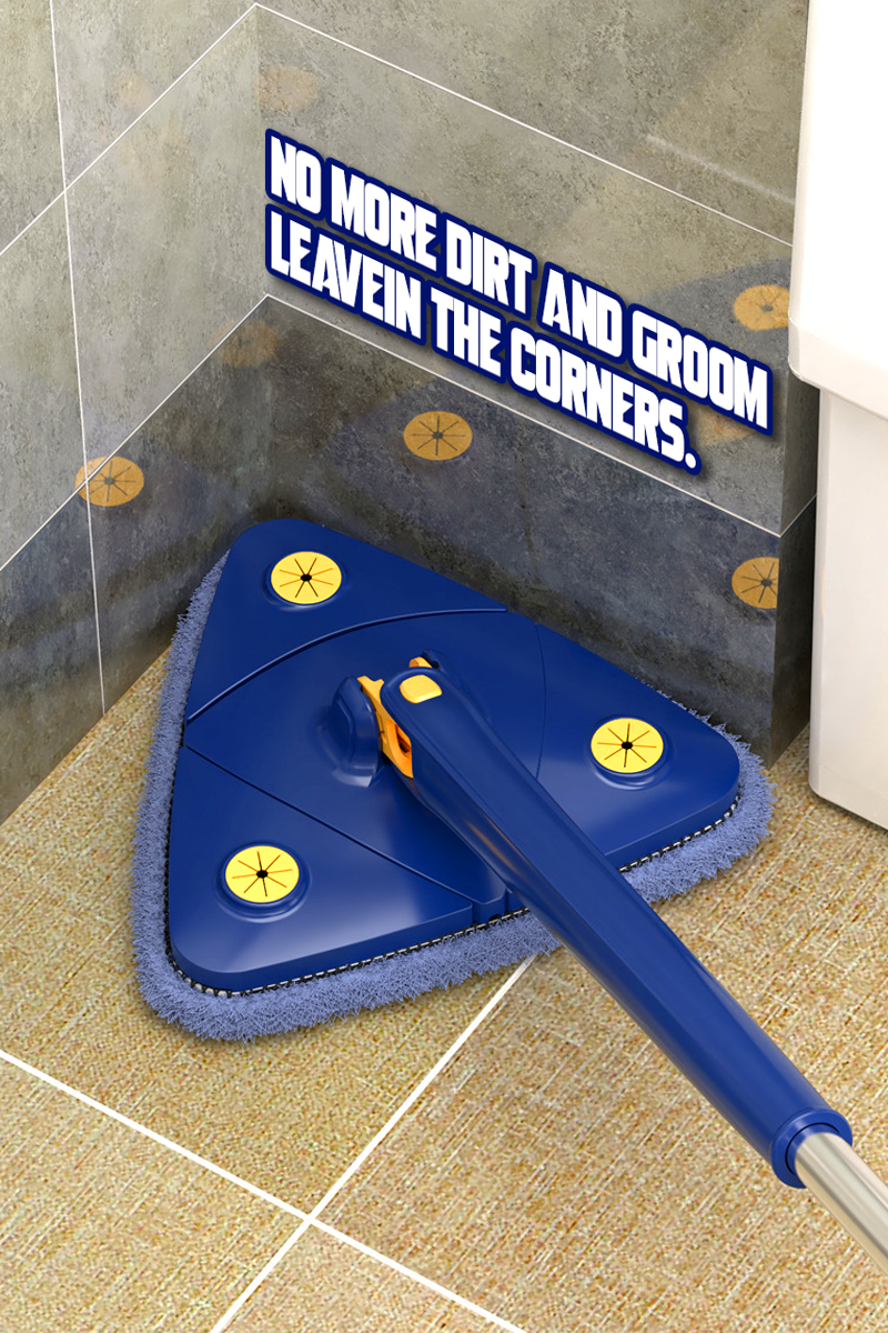 Triangle Mop With Free Wall Hanger 360°Rotatable Hands Free Squeeze For ...