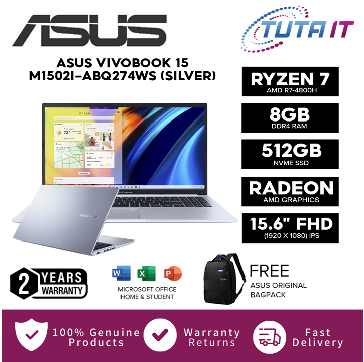 Asus Vivobook 15 M1502I-ABQ274WS 15.6'' FHD Laptop Icelight Silver ...