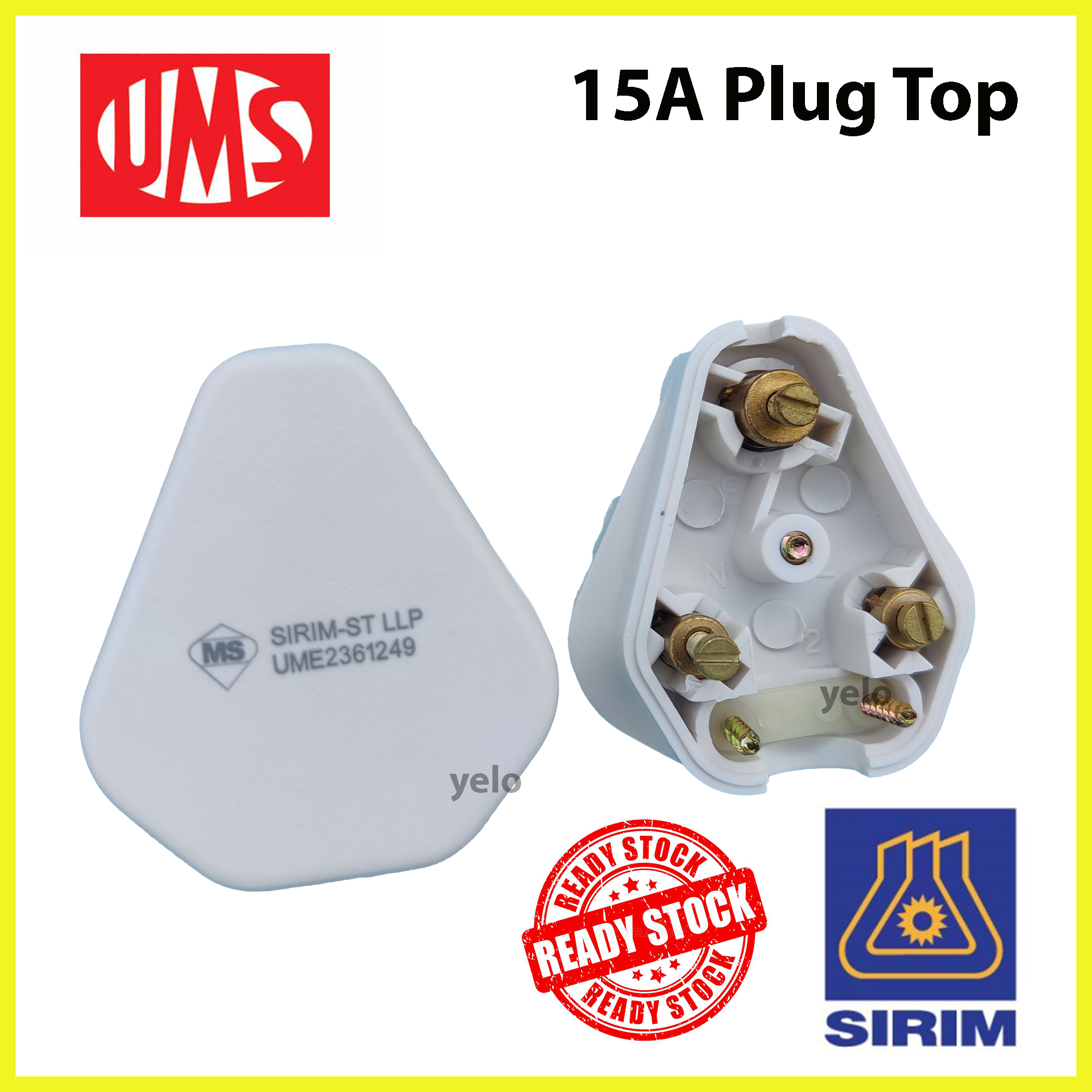 (SIRIM) UMS 15A Plug Top Round Plug Heavy Duty Plug Top Fused Plug ...