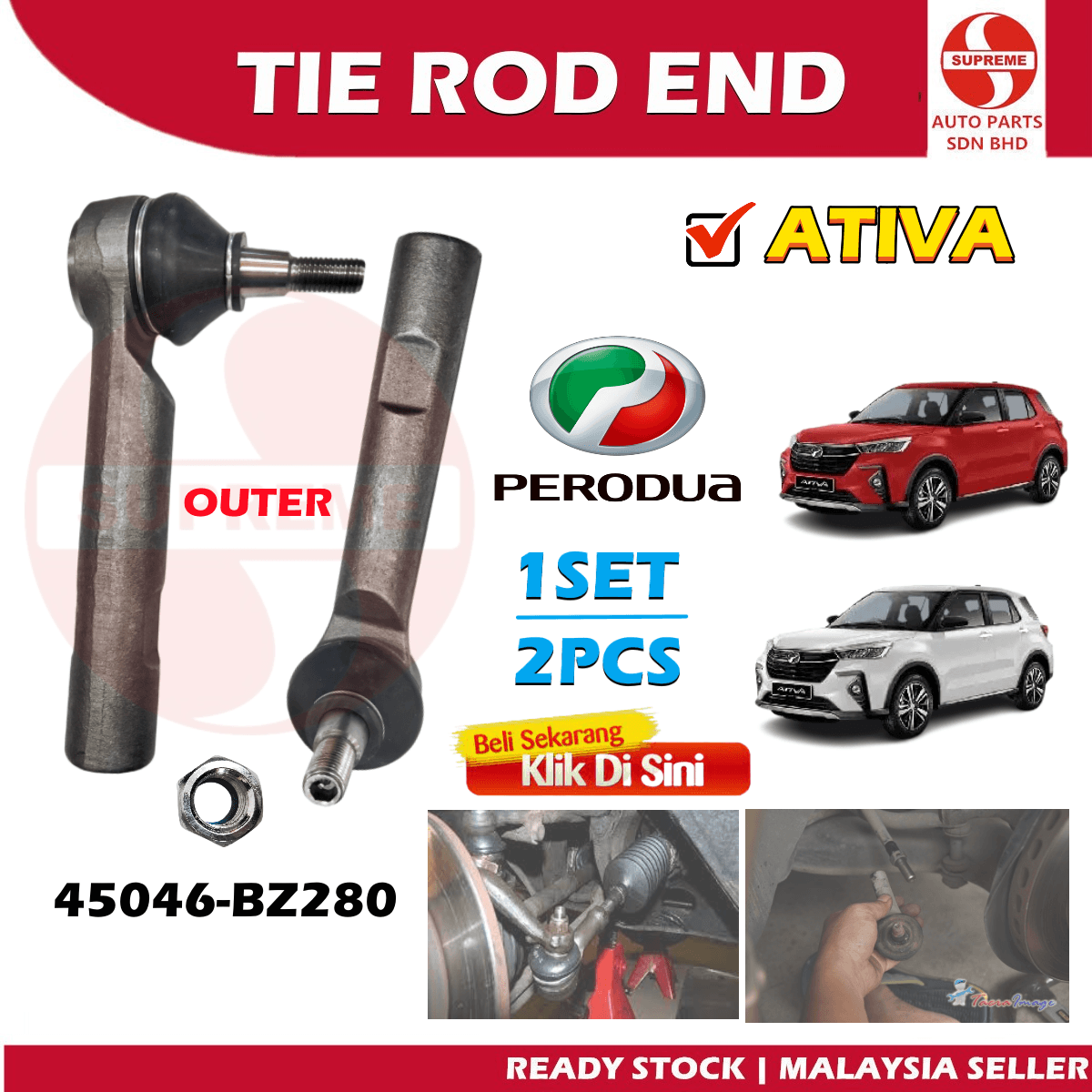 S2U Car Steering Rack End Tie Rod Inner Perodua Ativa 45503-BZ280 ...