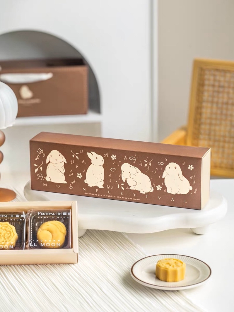 4cavity 50g-80g月饼盒/2024 Mid Autumn box/Mooncake Box/brown mooncake box ...