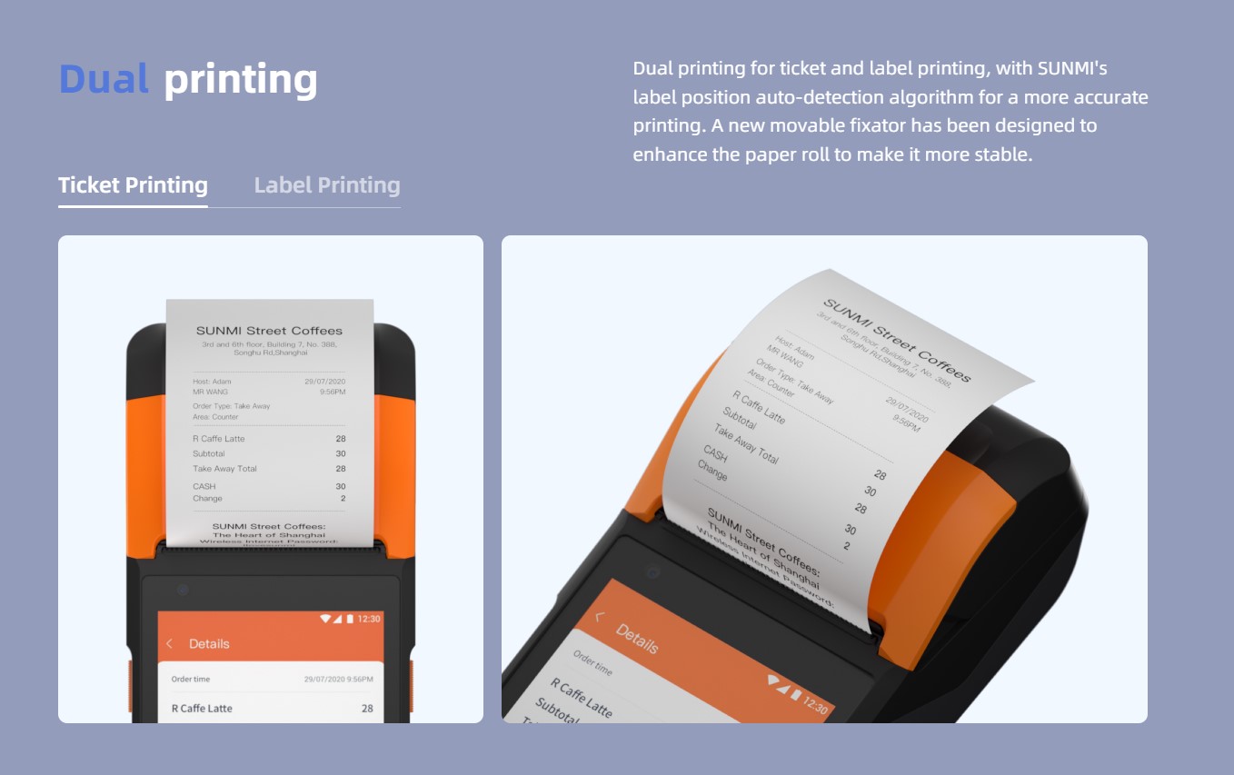 Sunmi V2S Thermal Receipt Printer POS Bluetooth Barcode Printers ...