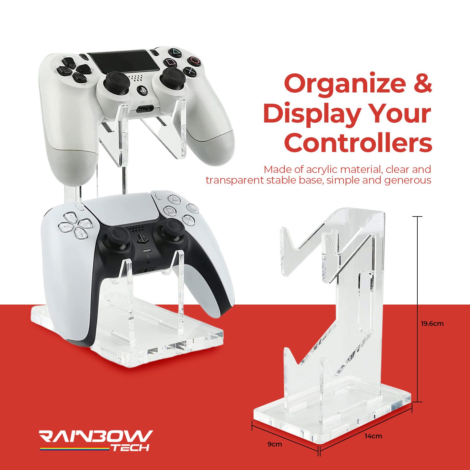 RBTECH Acrylic Controller Stand PS4 PS5 Nintendo Xbox Controller holder ...