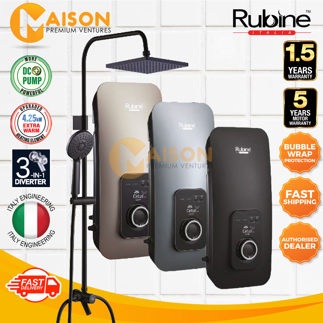Rubine Rain Shower Water Heater With Inverter DC Pump | Shopee Malaysia
