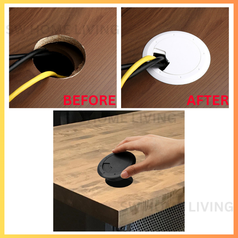 SW Plastic Cover Wire Cable End Cap Computer Round Desk Grommet for ...
