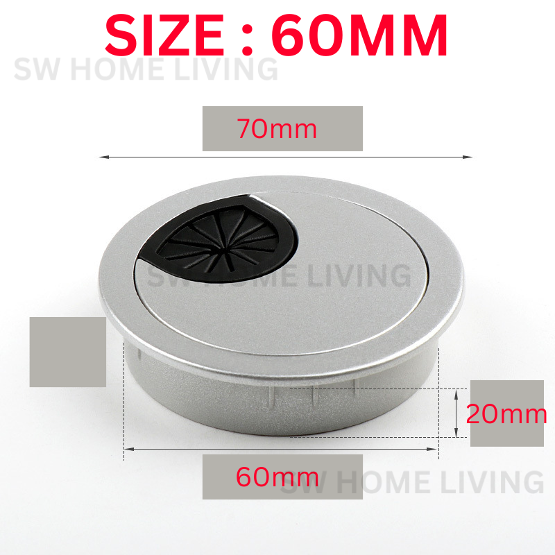 SW Plastic Cover Wire Cable End Cap Computer Round Desk Grommet for ...