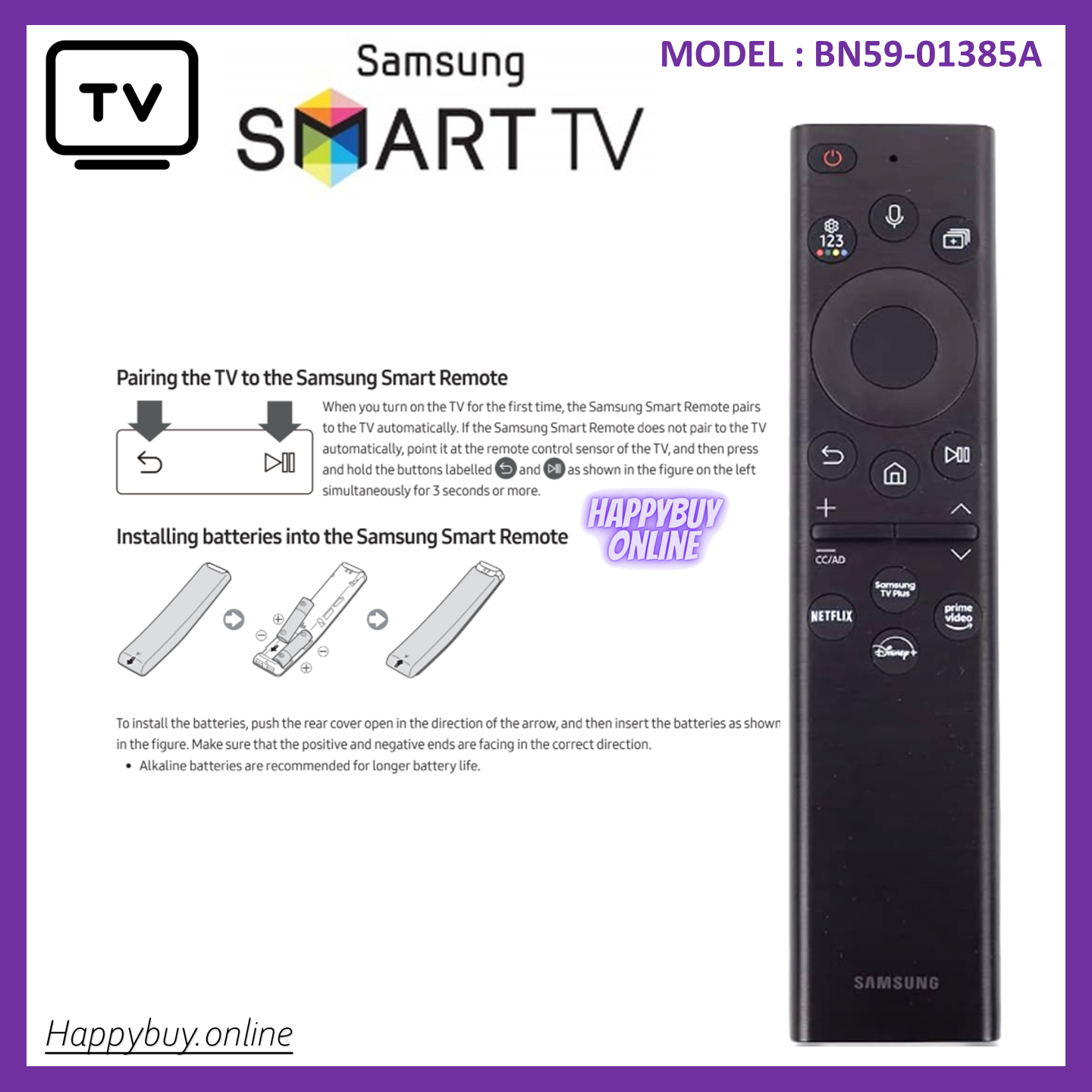 Samsung QLED 8K Android Smart TV Remote Control BN59-01385A Samsung ...