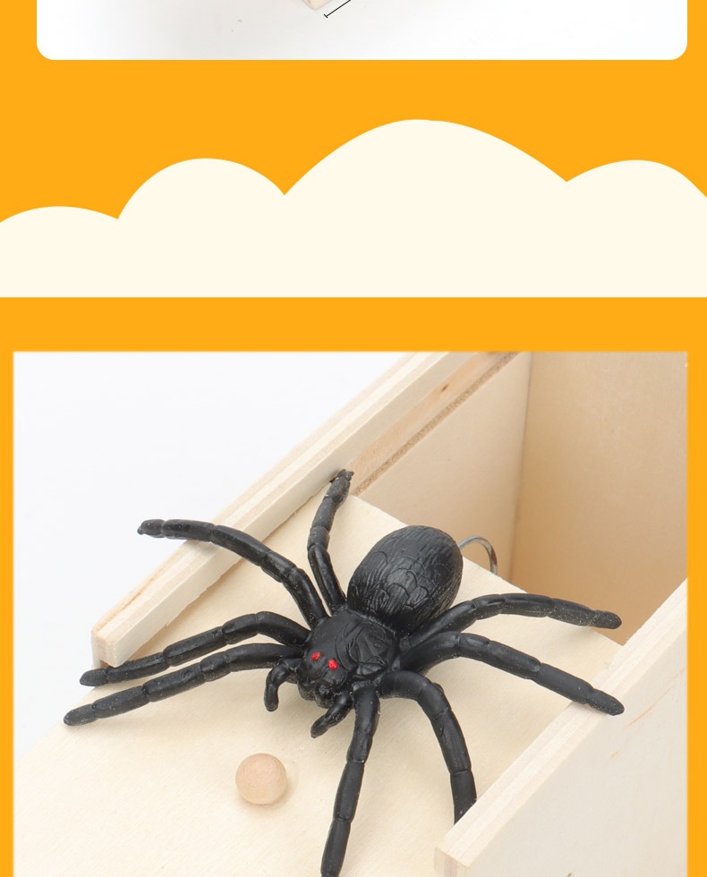 Spider Startled Wooden Box Spoof Creative Tricky Toy Spider Tricks Box ...