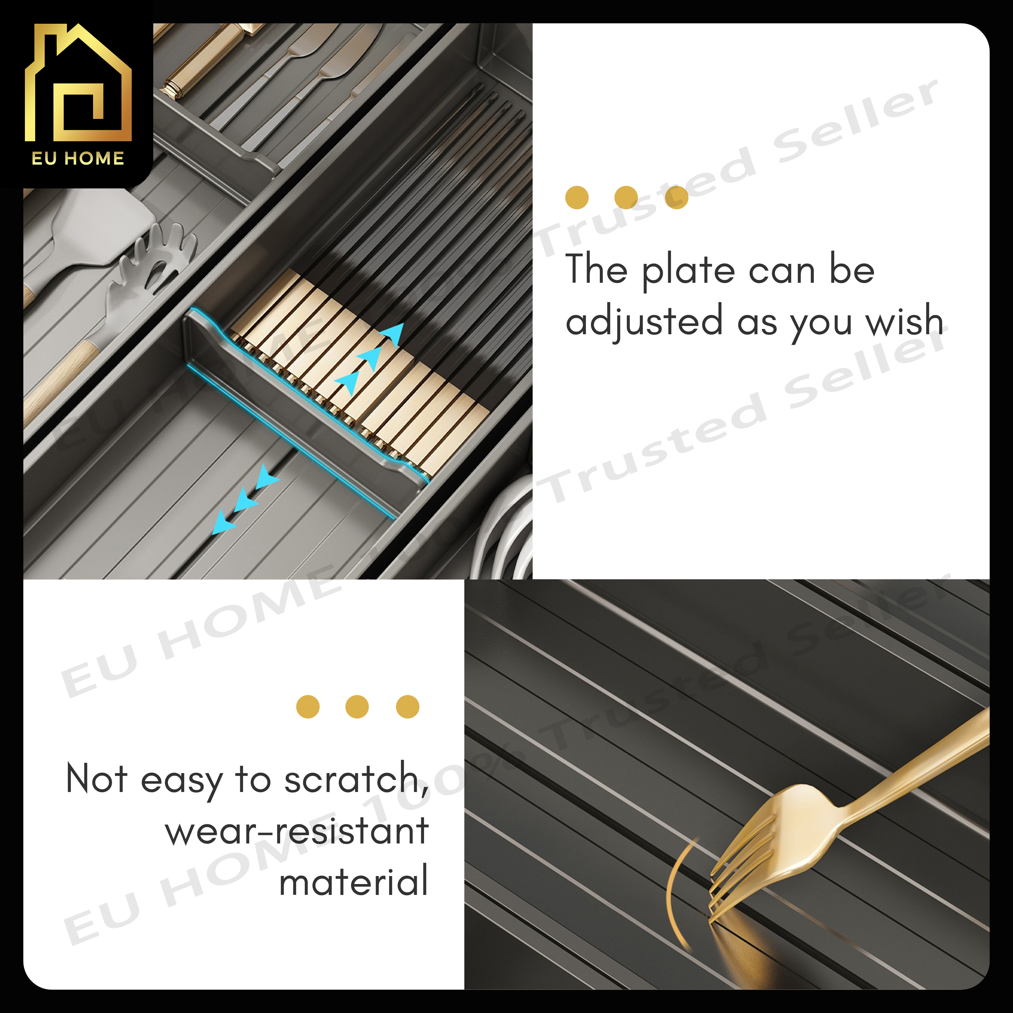 Organization Kitchen Drawer Divider Tableware Storage Box For Spoons ...