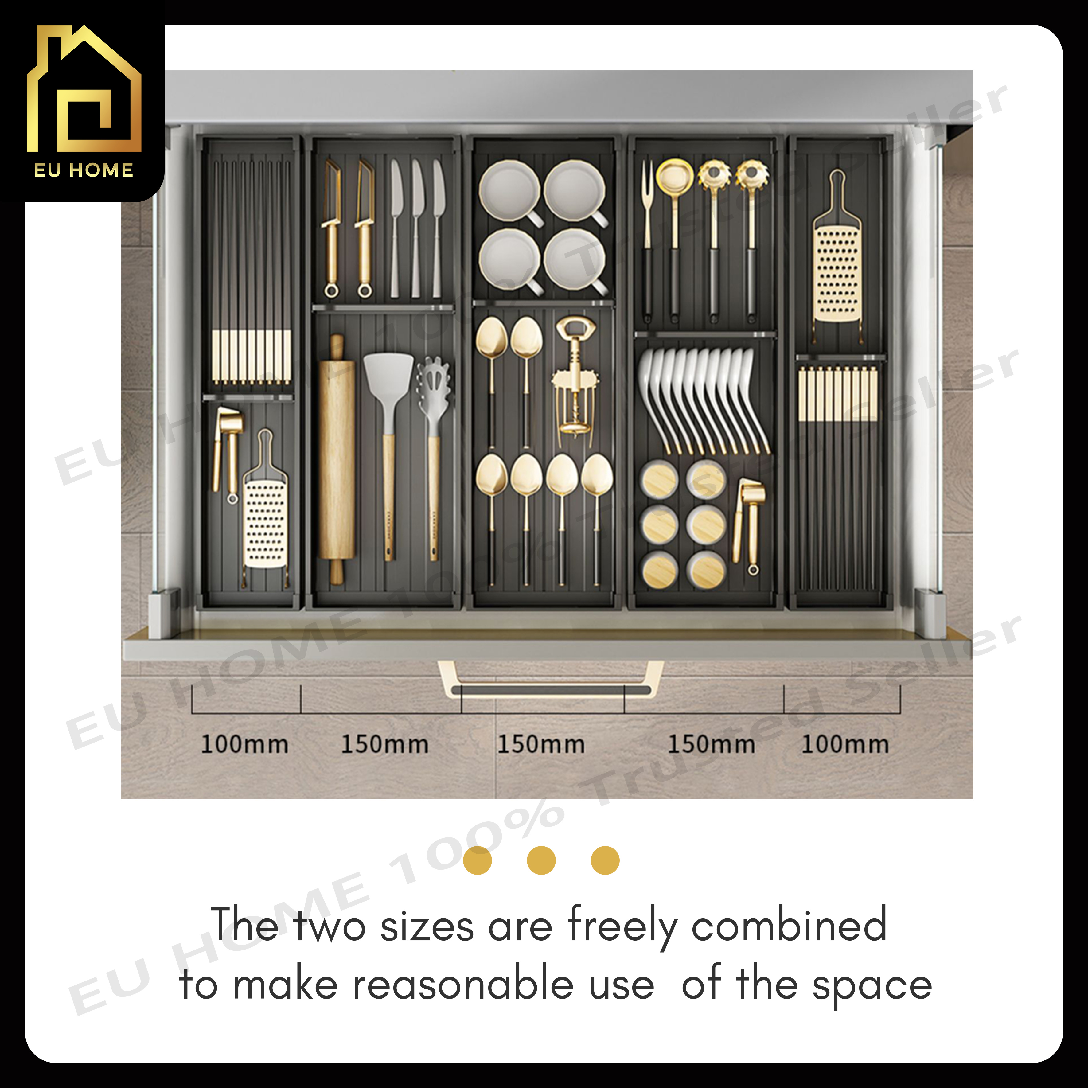Organization Kitchen Drawer Divider Tableware Storage Box For Spoons ...