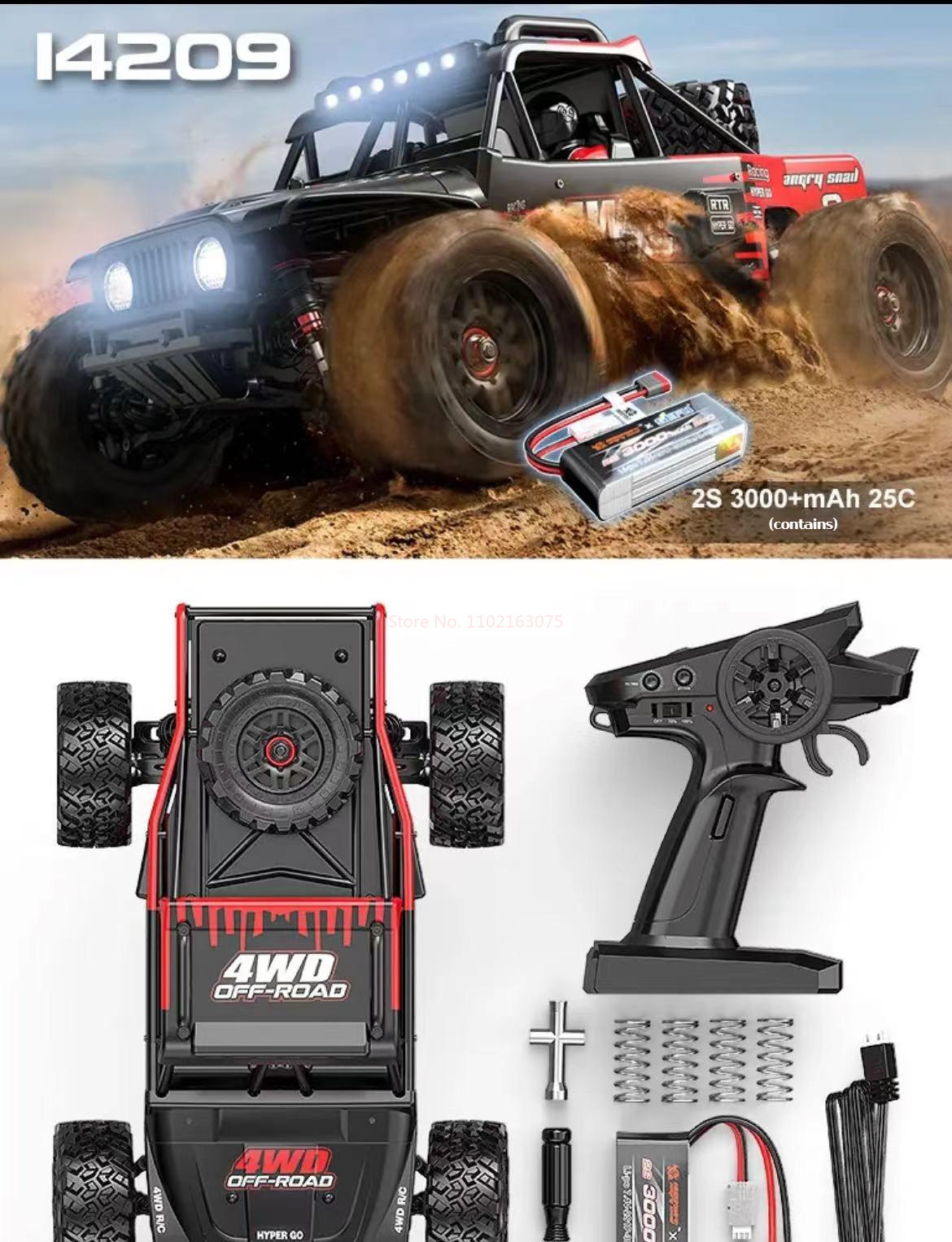 NEW2024 MJX 1/14 Hyper Go 14210 14209 V2.0 Remote Control Splash-Waterproof High-Speed Brushless ...