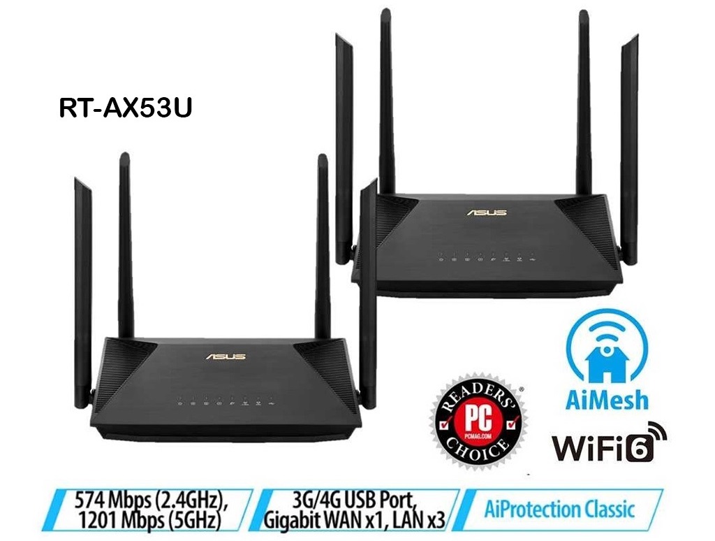 ASUS Router Wi-Fi 6 Wireless Dual Band AiMesh Router RT-AX57/RT-AX53U ...