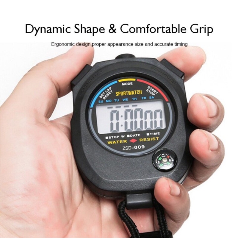 Sports Stopwatch Digital Professional Handheld Lcd Chronograph Running
