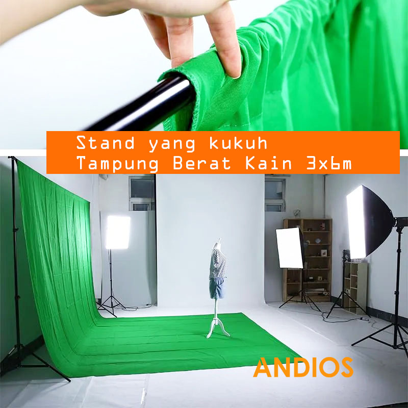 ANDIOS Heavy Duty 3x3m Backdrop Stand Telescopic Background Studio ...