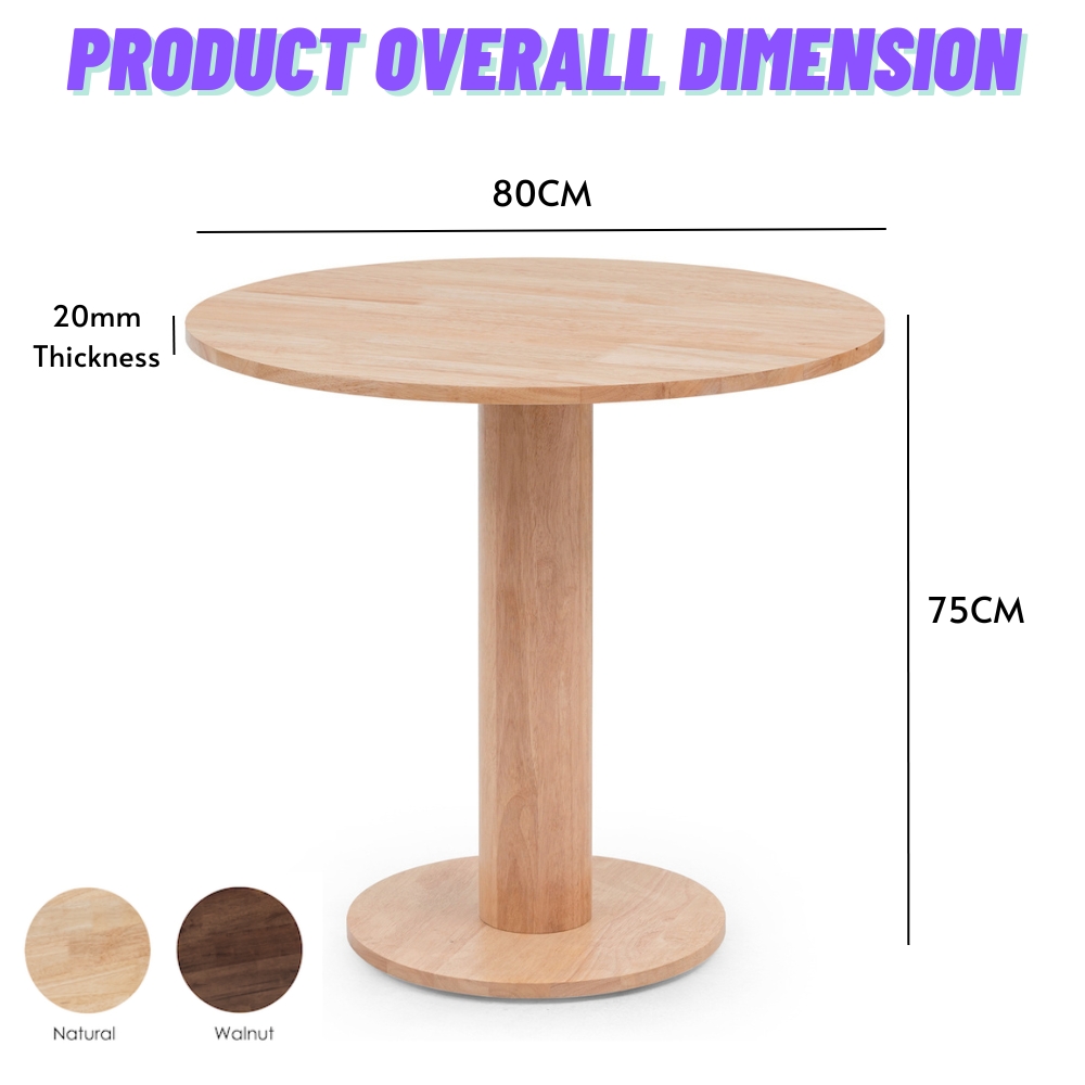 Furniture Direct LETA Full Solid Wood D80cm Round Table Meja makan meja ...
