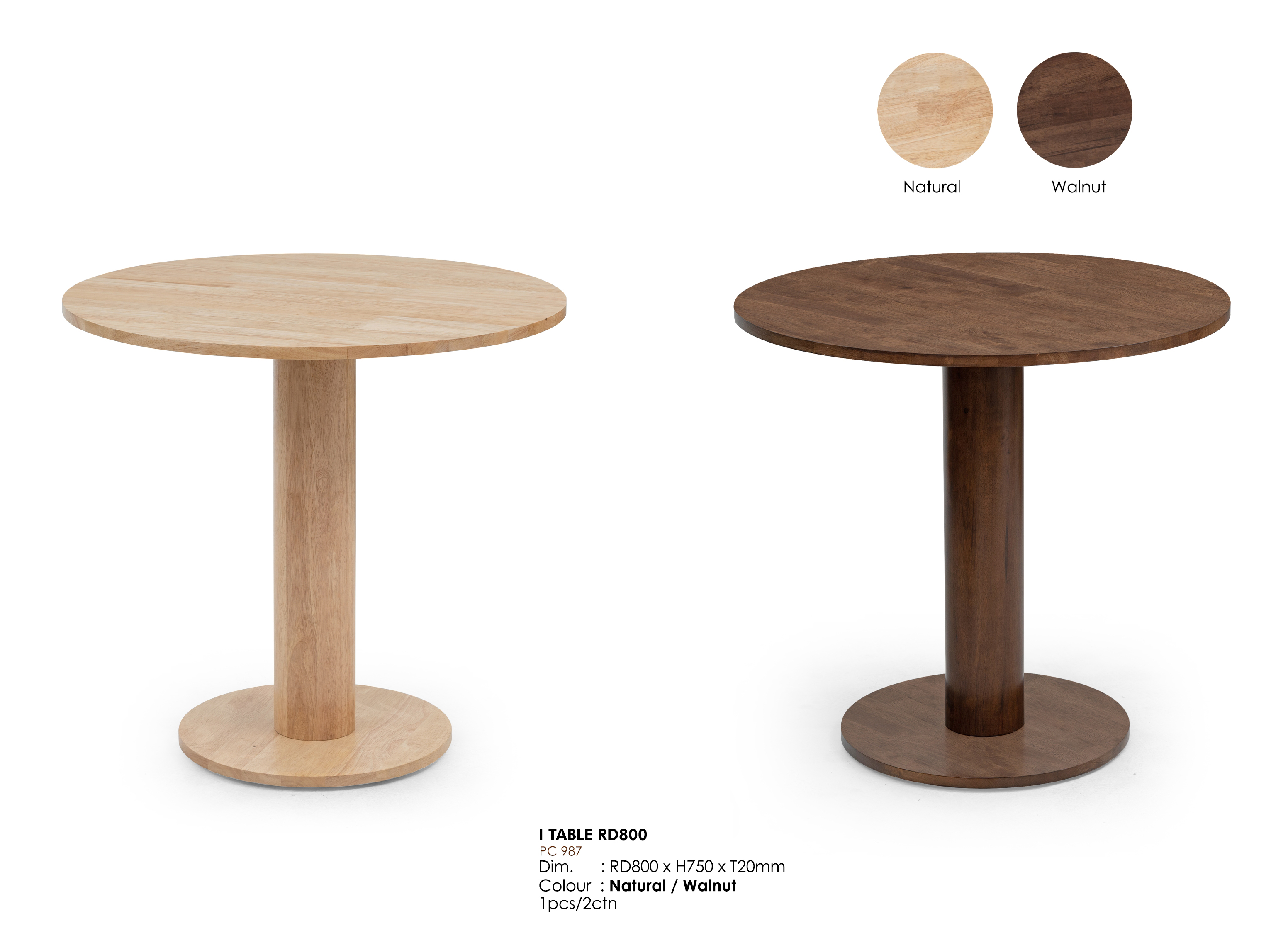 Furniture Direct LETA Full Solid Wood D80cm Round Table Meja makan meja ...