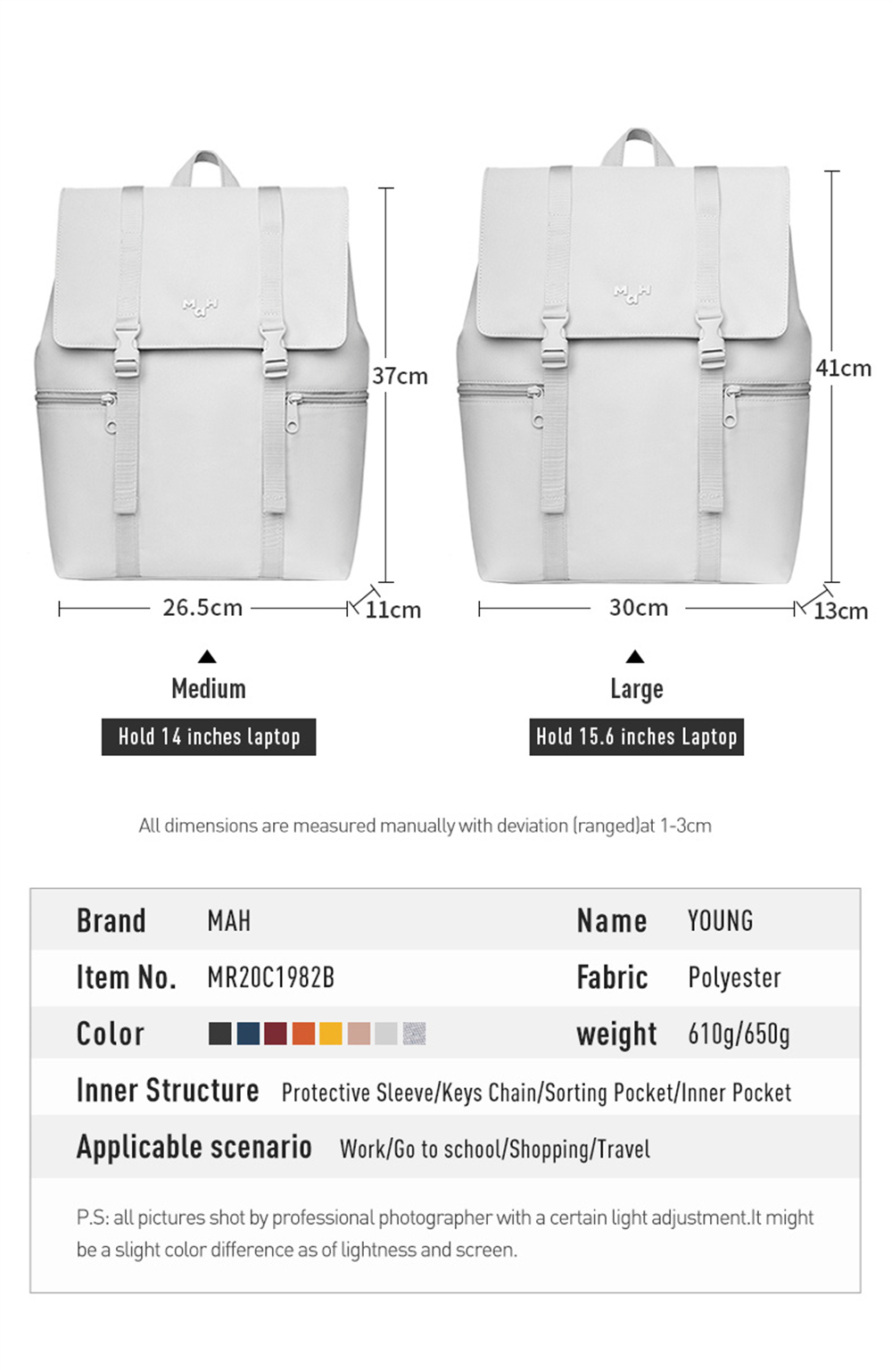 MAH Siro Waterproof Backpack Beg Laptop Compartment with Zip (14/15.6 ...