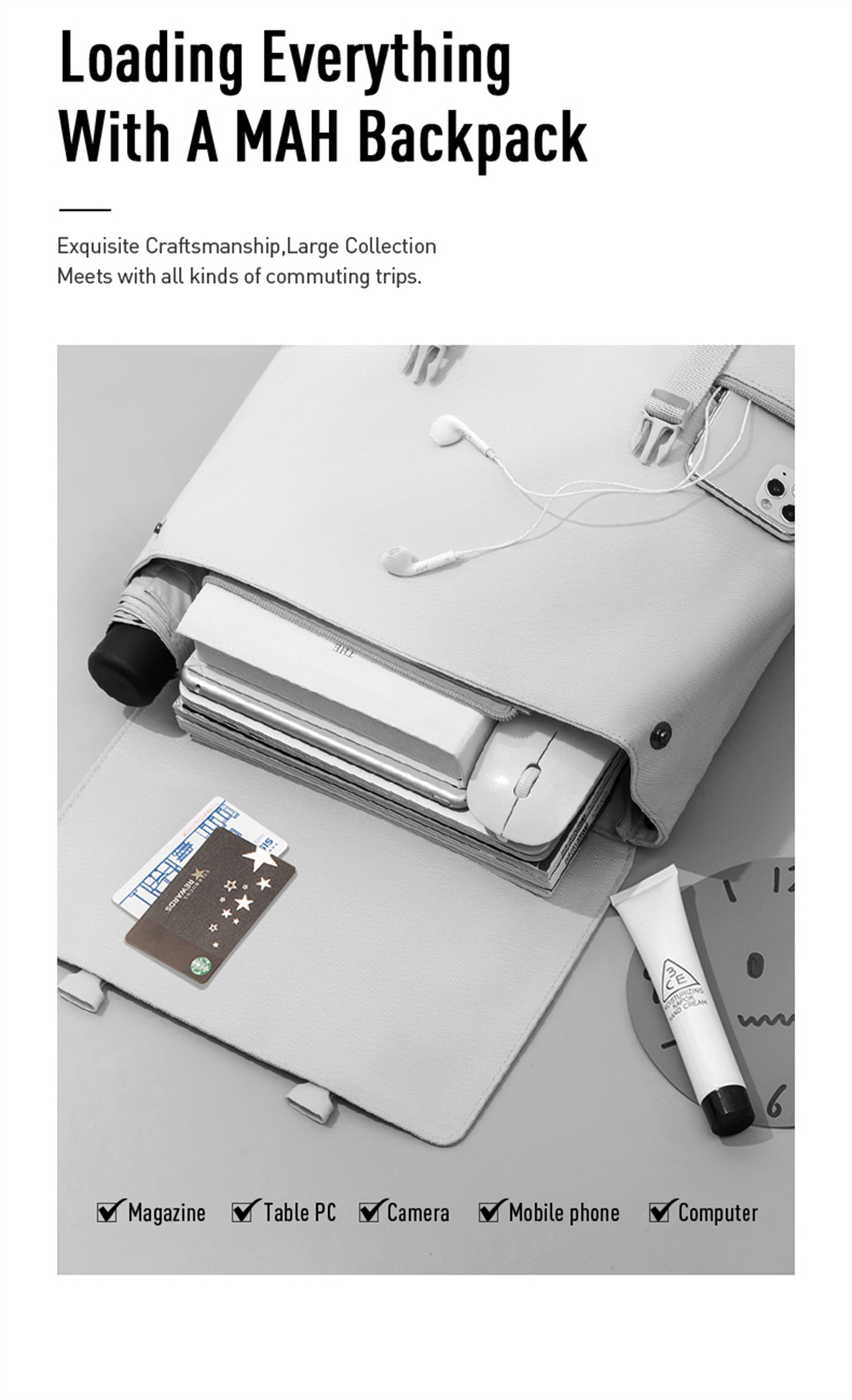 MAH Siro Waterproof Backpack Beg Komputer Riba dengan Petak Zip(14/15.6 ...