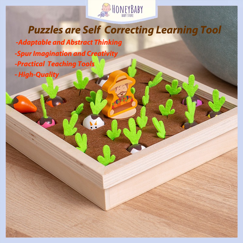 Kids Toys Montessori Wooden Pulling Out Radish Memotages Vegetable ...