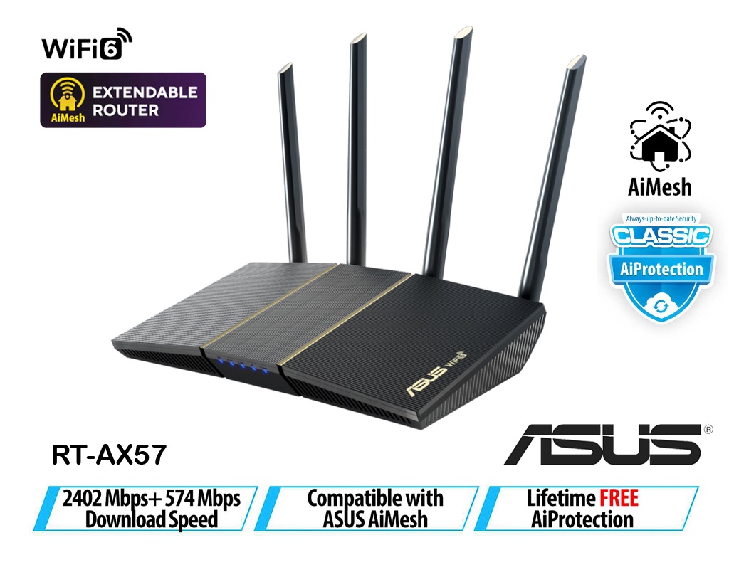 ASUS Router Wi-Fi 6 Wireless Dual Band AiMesh Router RT-AX57/RT-AX53U ...
