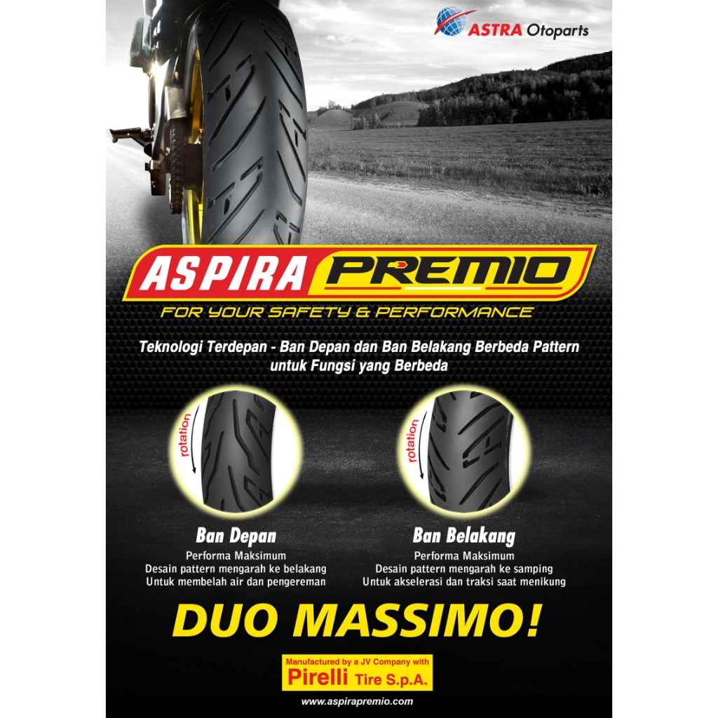 Tyre Aspira Premio Sportivo 17" Tayar Kilang Pirelli Ninja250 Z250 MT25 ER6 R25 NS200 RS200 DUKE ...