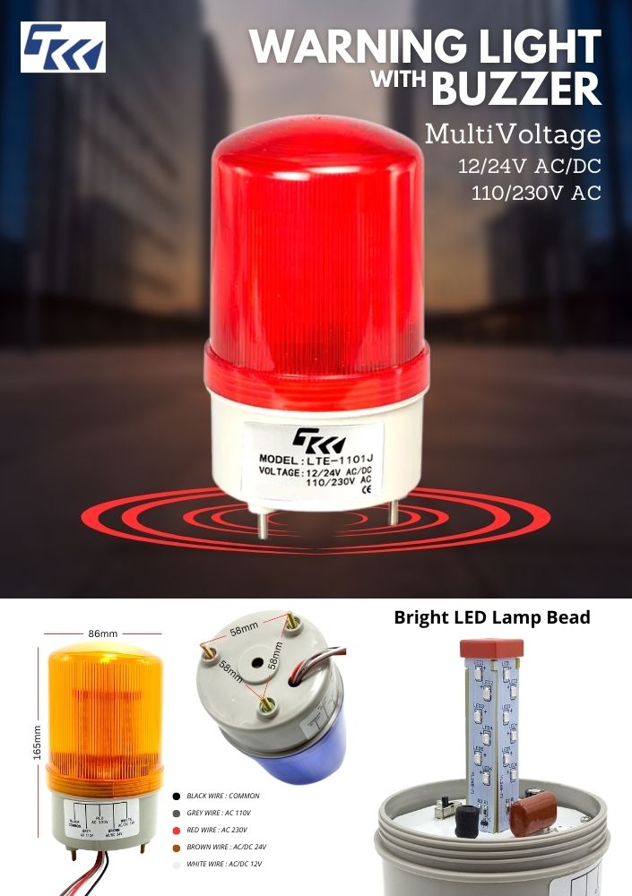 LTE-1101J Warning Light With Buzzer Multivoltage Industrial Beacon ...