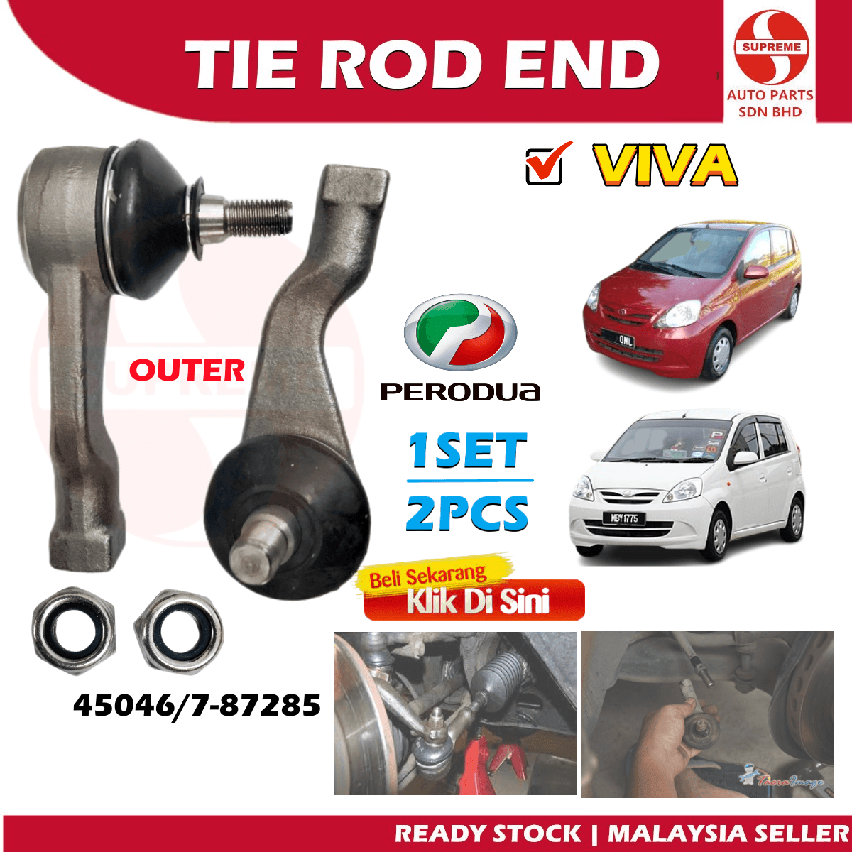 S2U Car Steering Rack End Tie Rod Inner Perodua Viva SR-3350 Kepala ...