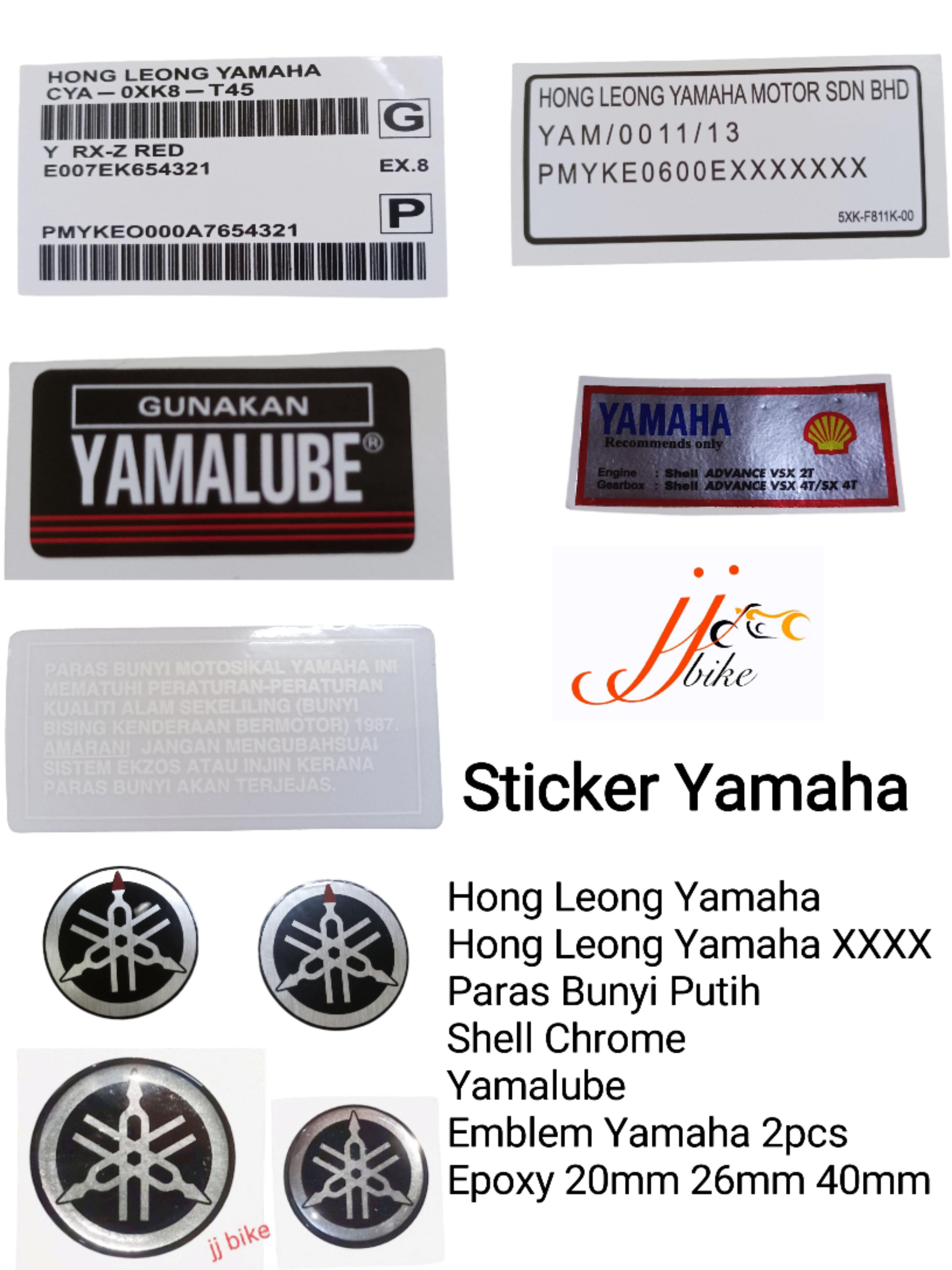 RXZ STICKER YAMAHA Hong Leong Yamaha HLYxxxx Paras Bunyi Yamalube Shell ...