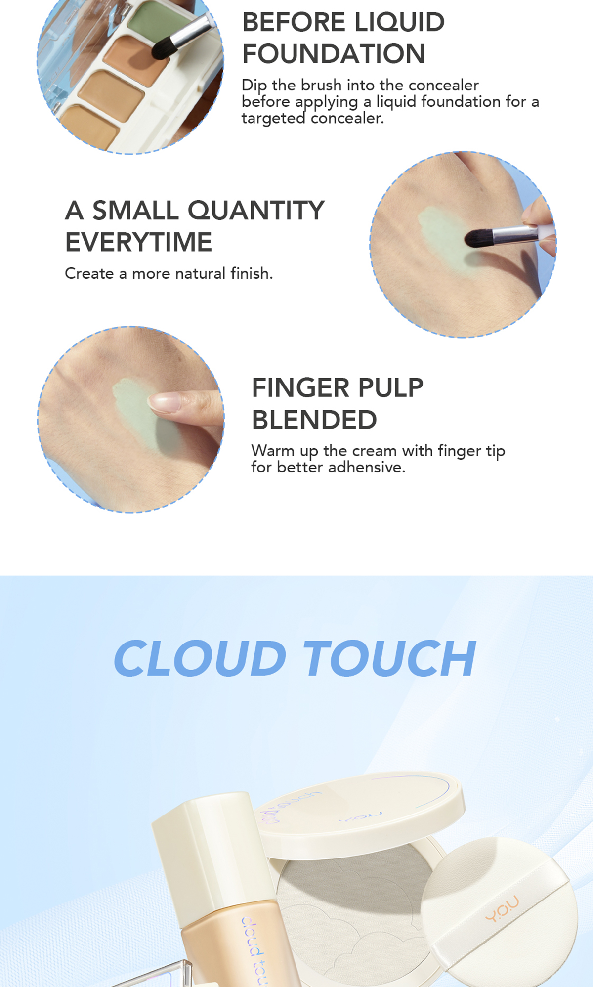 YOU Cloud Touch Correcting Concealer Palette Blemishes Corrector ...