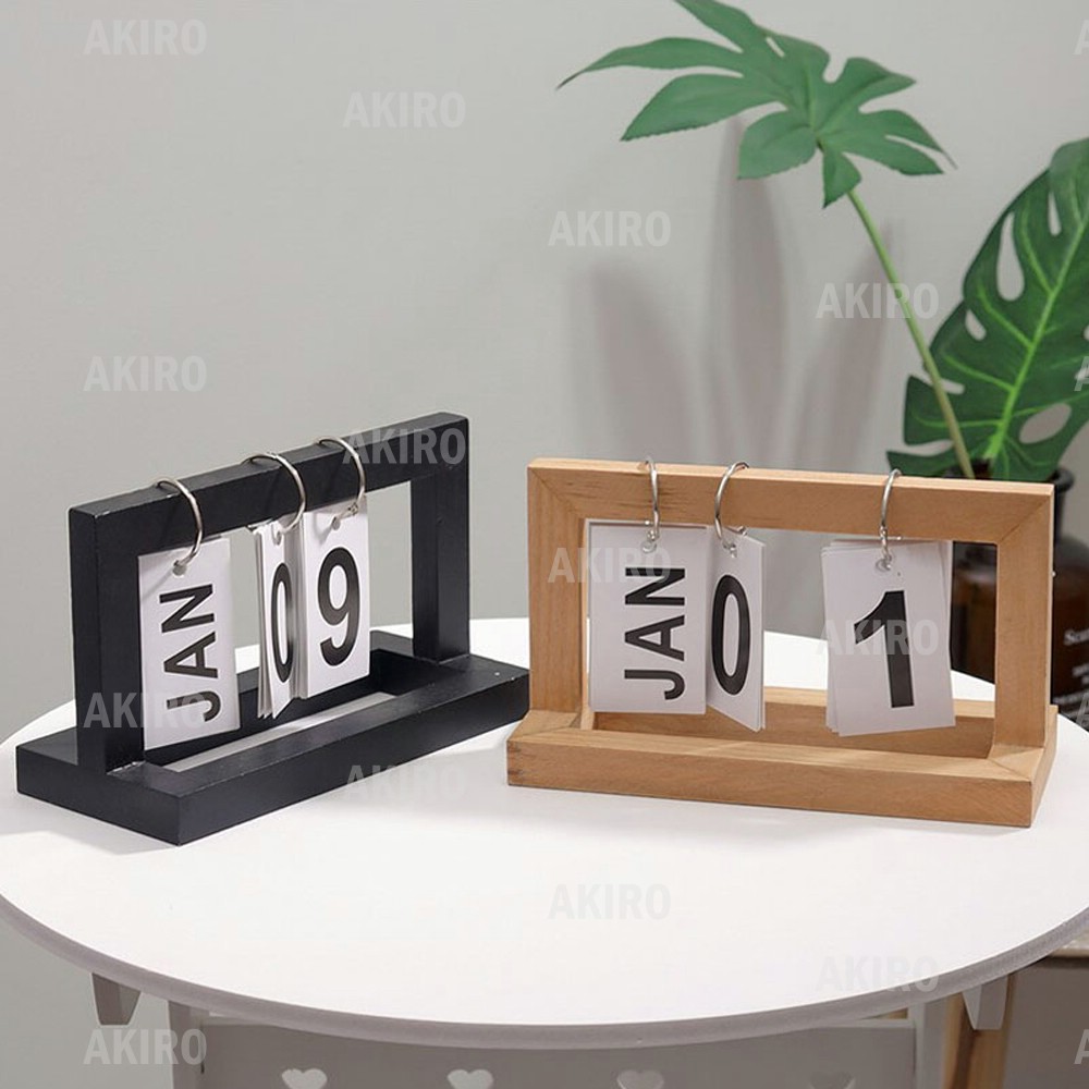 AKIRO Wooden Page-Turning Calender Home Desktop Office Table Decor DIY ...