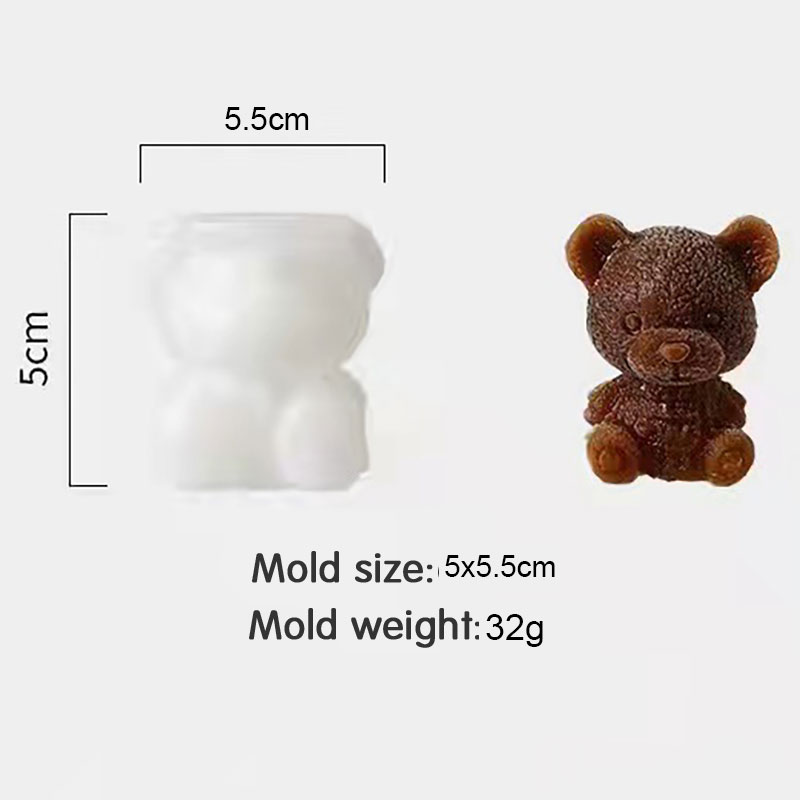 3D Rose Ice Mold Cute Creative Coffee Milk Tea Silicone Bear Ice Cube ...