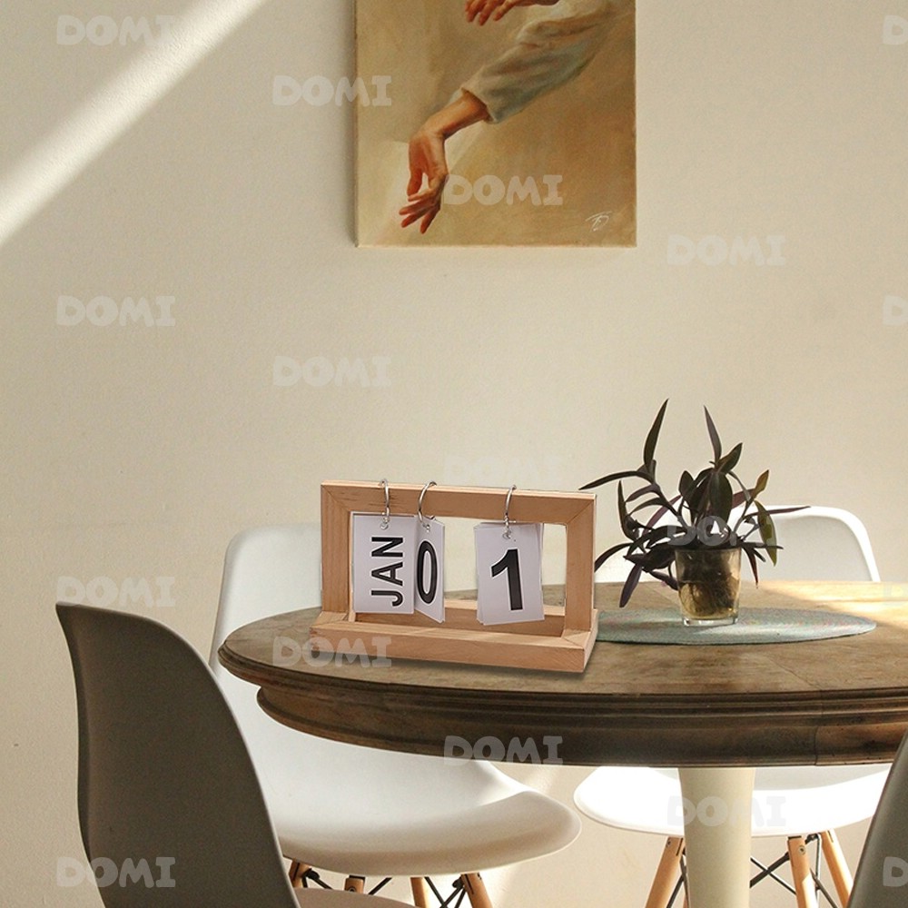 DOMI Wooden Page-Turning Calender Home Desktop Office Table Decor DIY ...