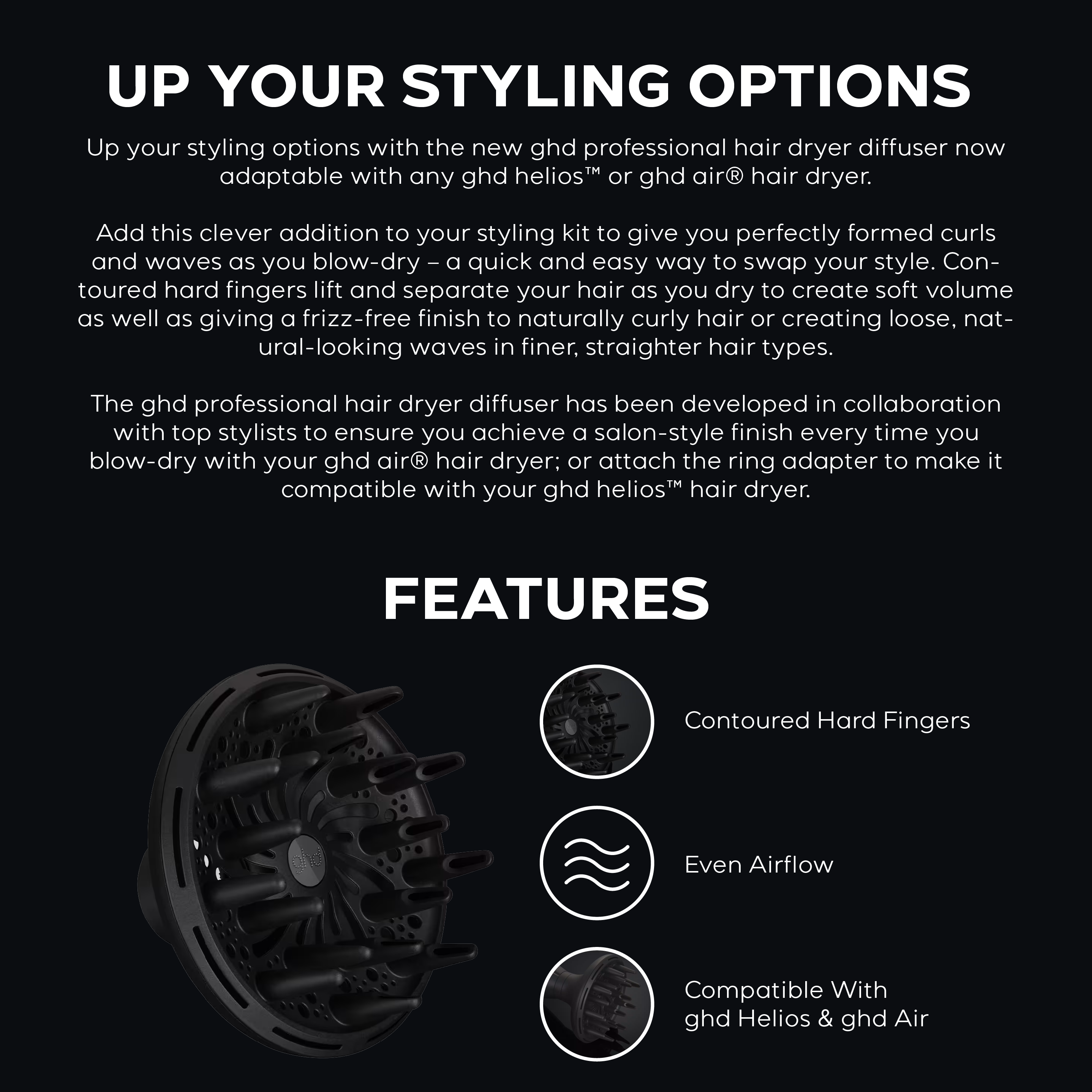 ghd professional hair dryer diffuser for GHD Helios (diffuser only ...