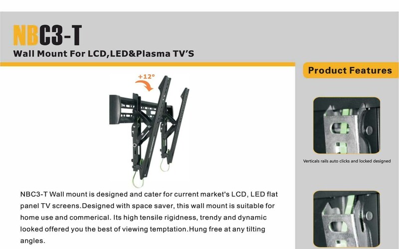 NB North Bayou 40"-65" 40 43 47 50 55 60 65 Inch TV Monitor Fixed Wall ...