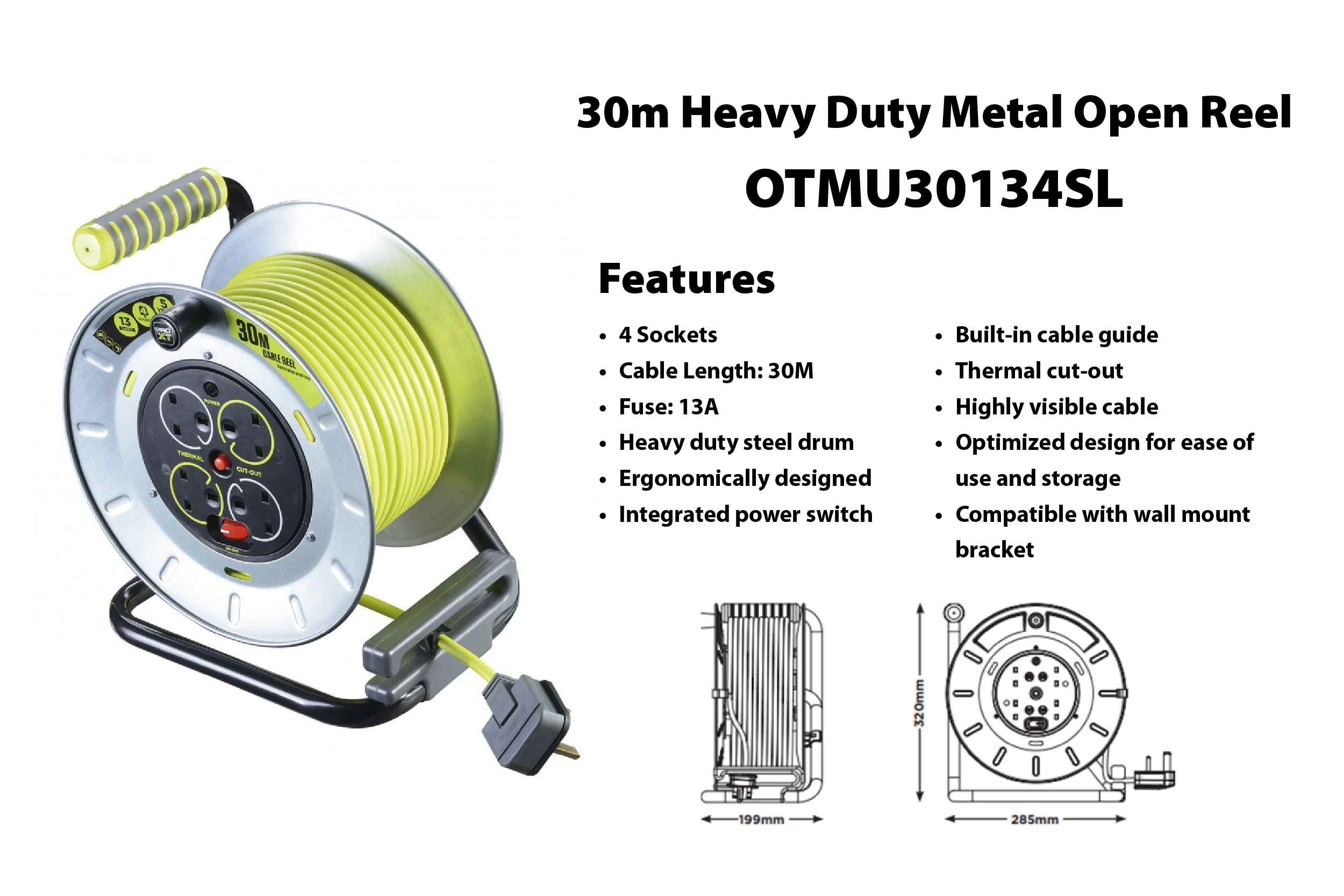 MASTERPLUG OTMU30134 / OTLU4013 / OLU50134 Socket Extension with 30m ...