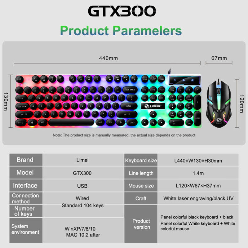 Mechanical Keyboard And Mouse Set RGB Colourful Gaming Keyboards For ...
