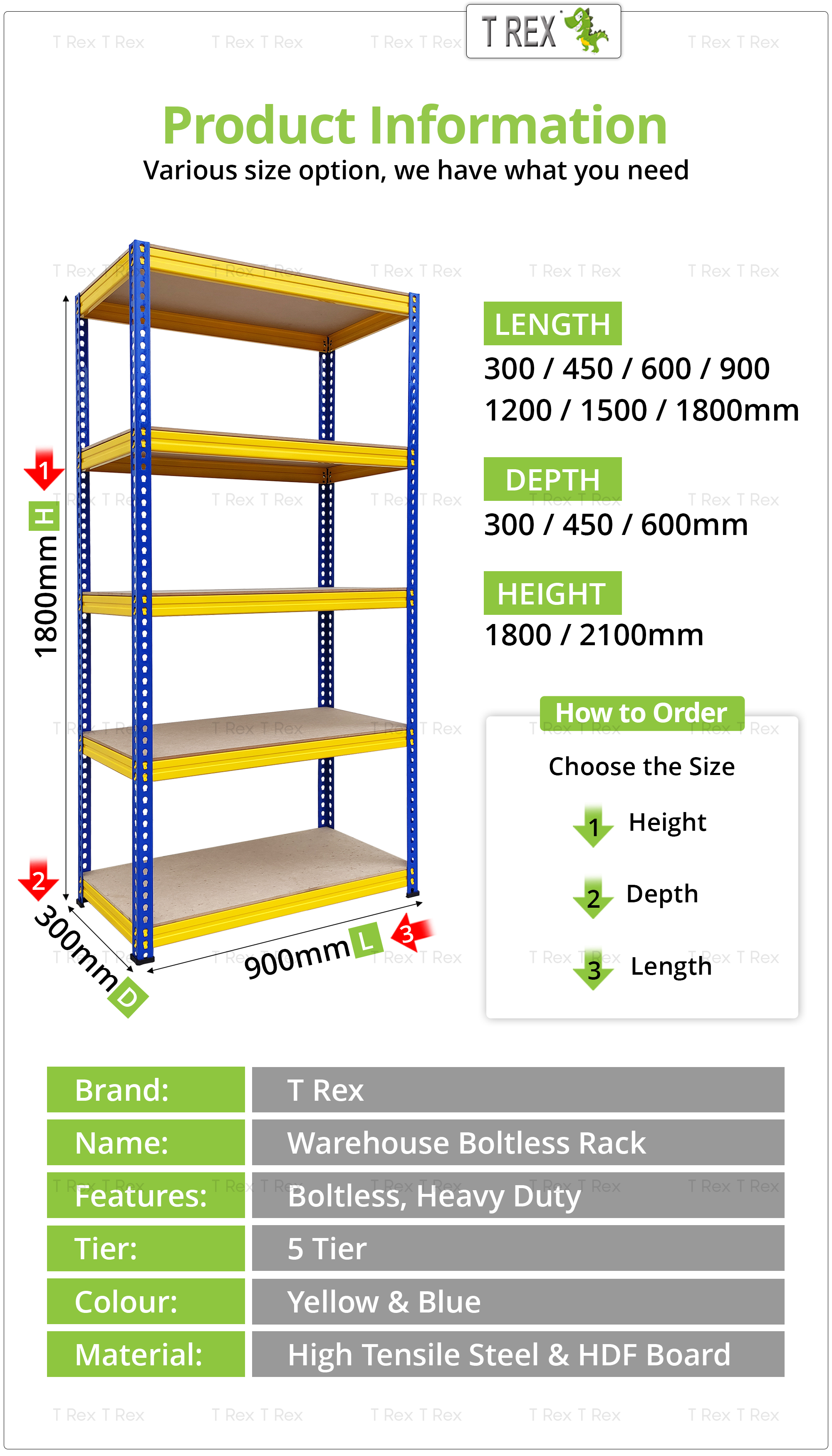 T Rex Warehouse Storage Rack Rak Besi 5T Heavy Duty | Rak Simpanan Stor ...