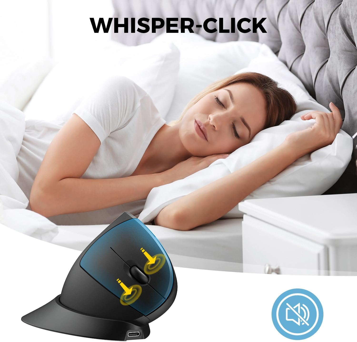 iClever TM254 Ergonomic Mouse, 2.4G Wireless Vertical Rechargeable ...