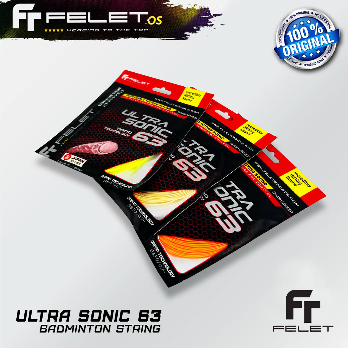 [100% ORIGINAL] FELET Ultra Sonic 63 Badminton String High repulsion ...