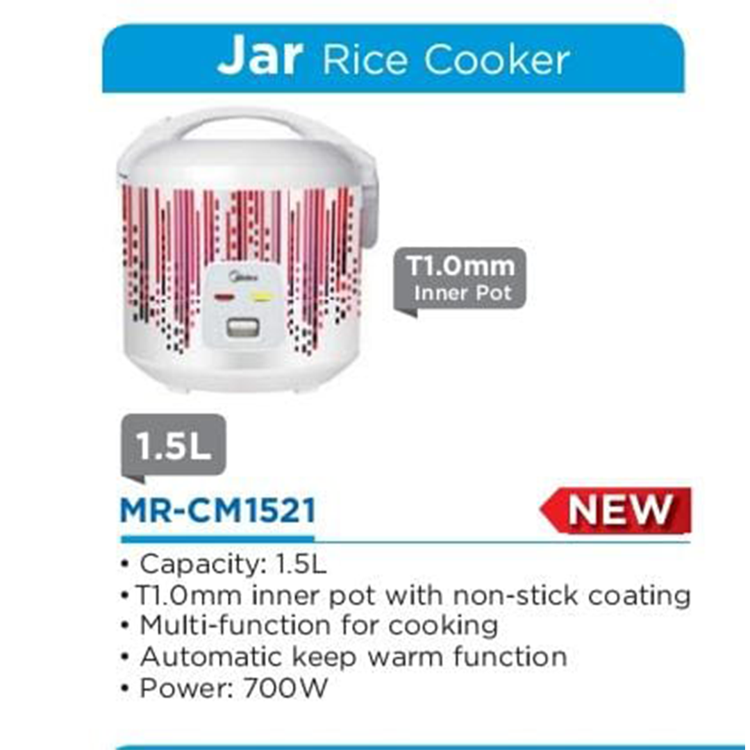 Midea 1.0L Jar Rice Cooker MR-CM1021 ( MRCM1021 ) / 1.5L MR-CM1521 Non ...