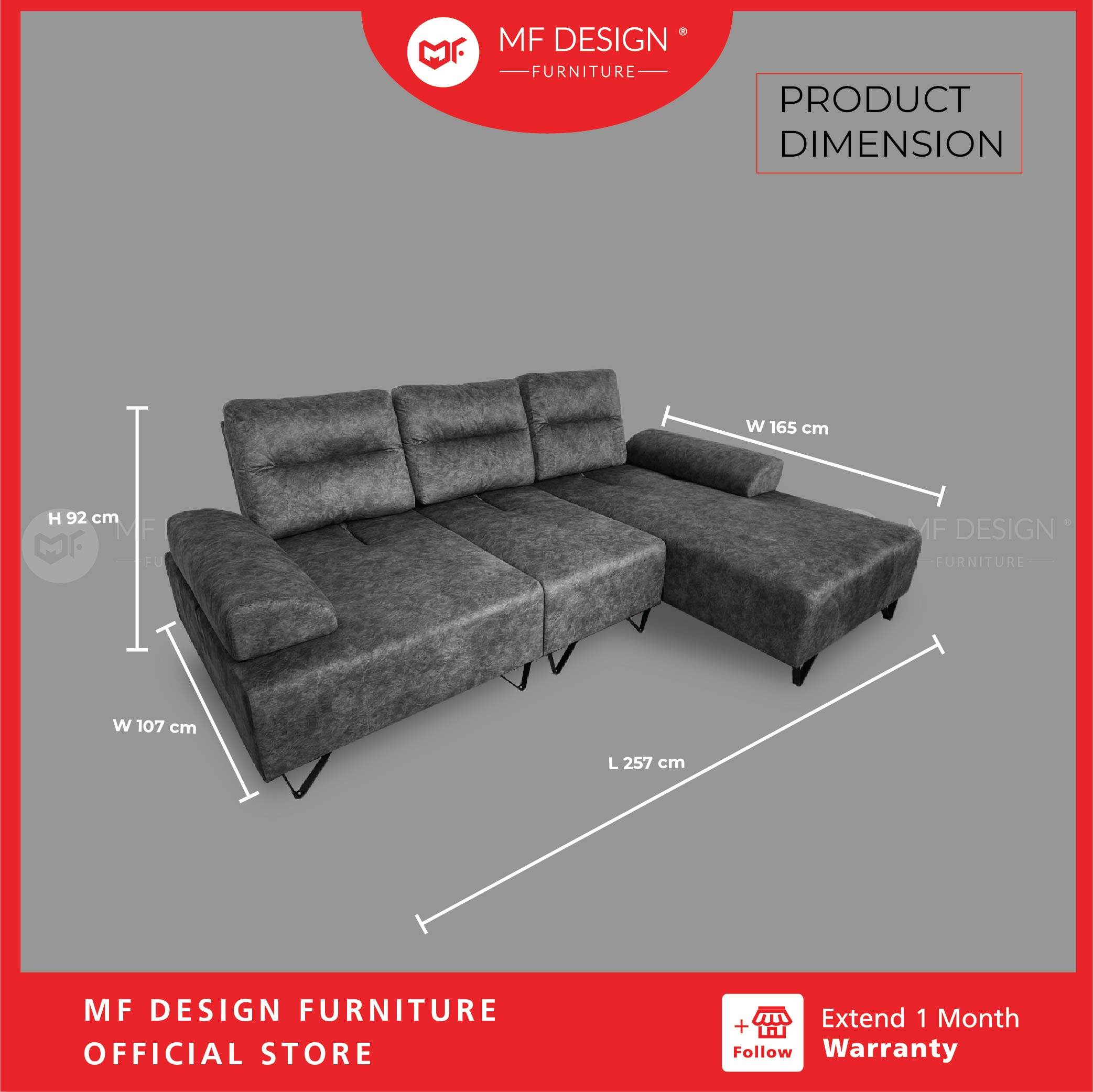 [FREE SHIPPING] MF DESIGN PEOGEN L-SHAPE SOFA 1 Seater/2 Seater/3 ...