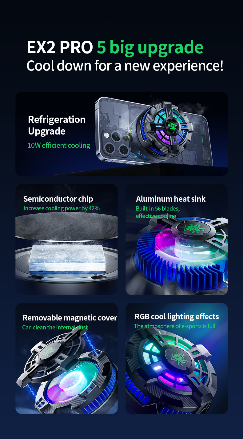 Plextone EX2 Pro Phone Cooler Mobile Gaming Fast Cooling Fan Magnetic ...