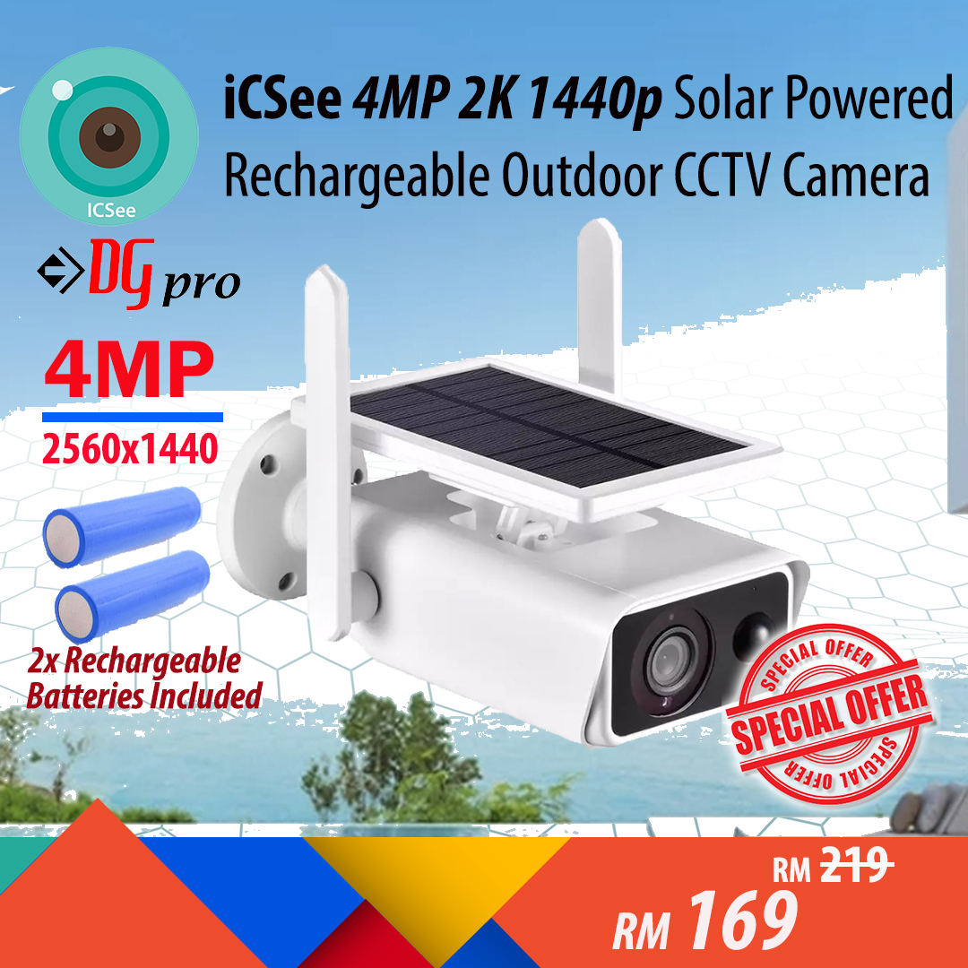 iCSee 4MP 2560x1440p 2K Utra Resolution Solar / Battery Powered Outdoor Weatherproof Wireless ...