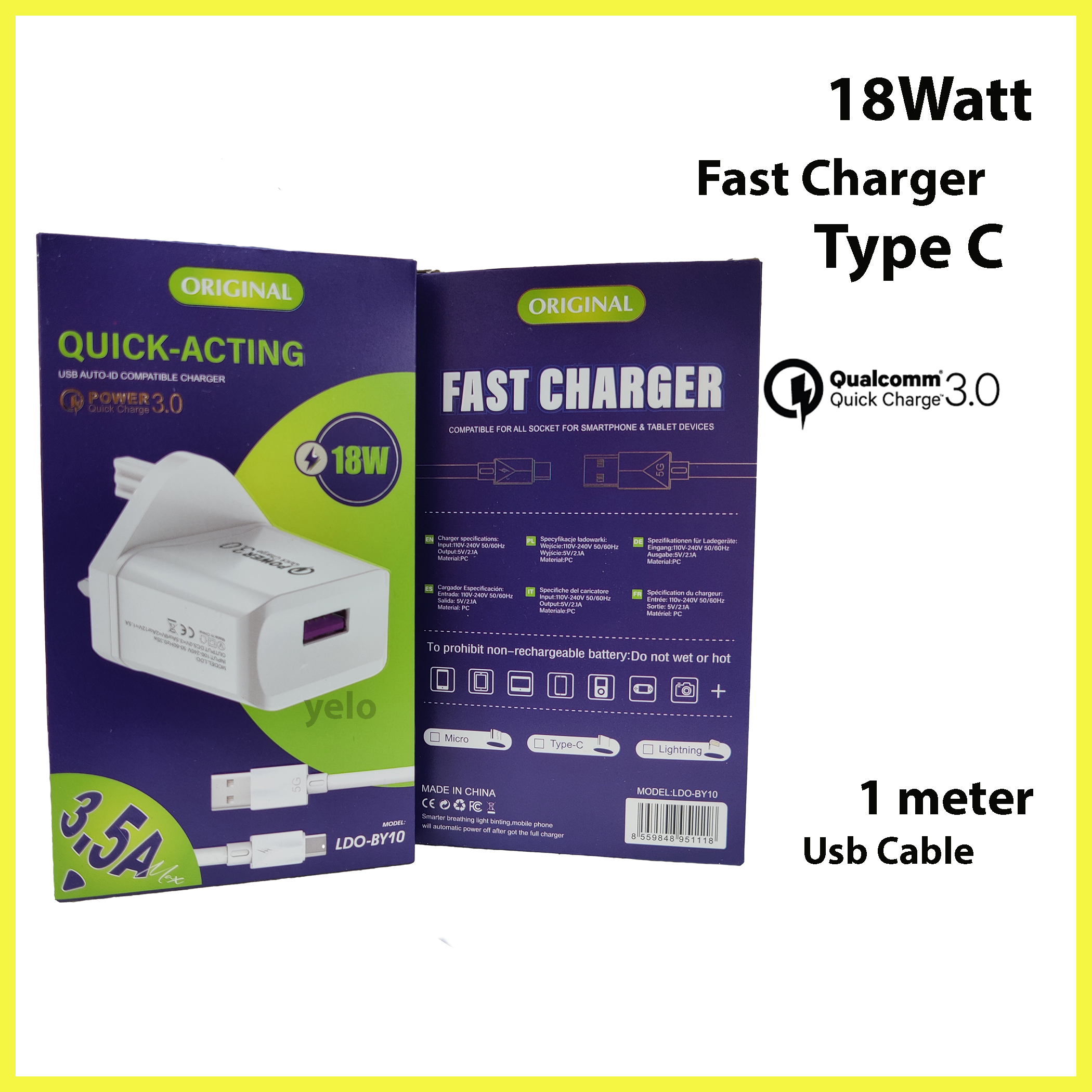 Quick Charge 9V/2A 18W Adapter With 2A Type C Usb Compatible For Huawei ...