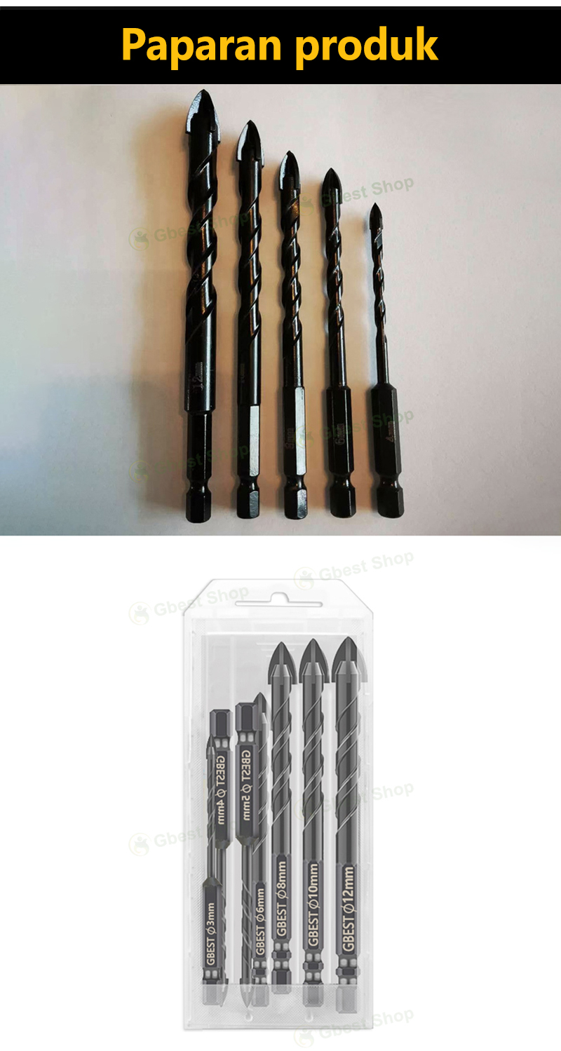 Cross Hex Tile Drill Bit Hard Alloy Triangle Stone Carbide Glass Metal Ceramic Concrete Wood ...