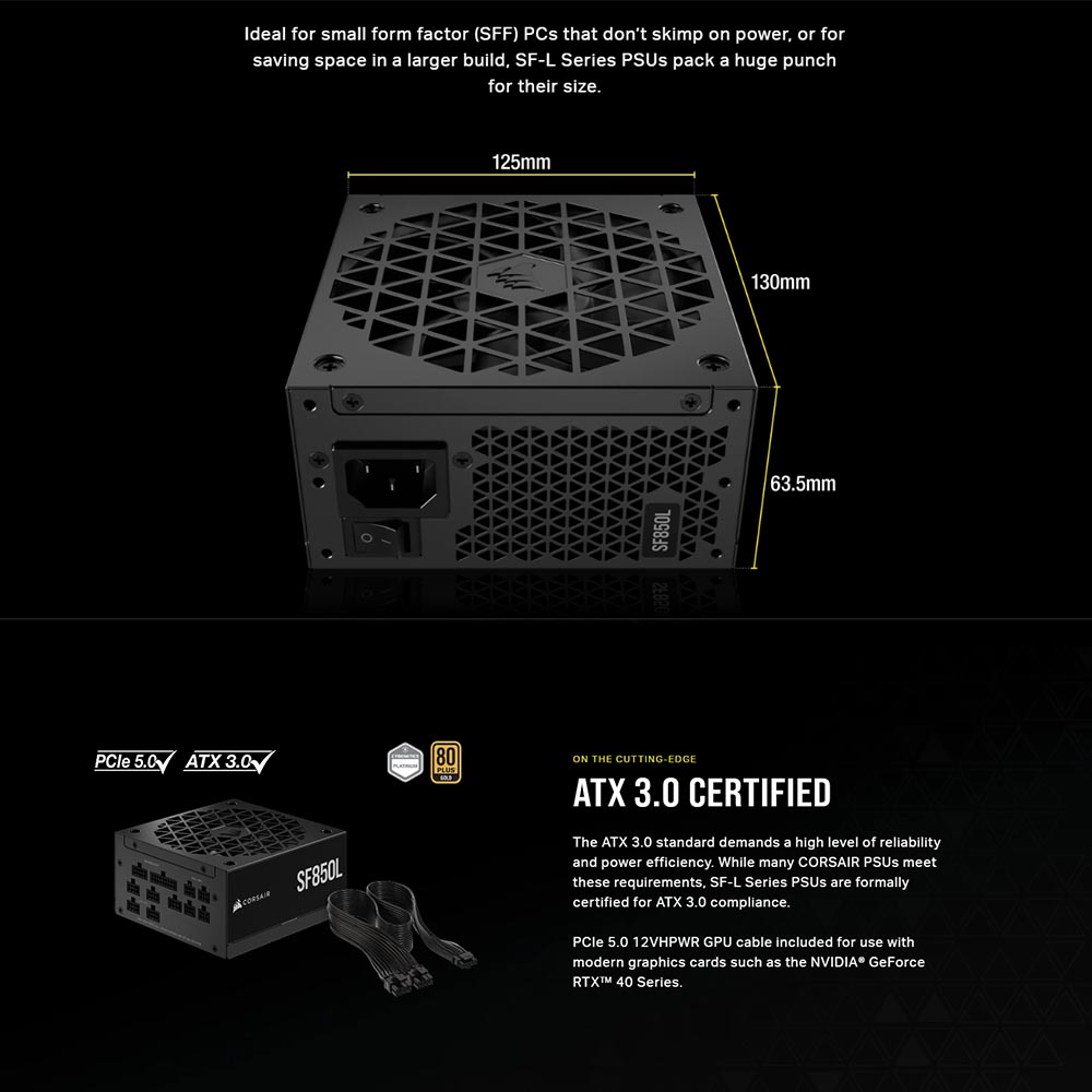 CORSAIR SF850L / SF1000L 850W / 1000W 80+ GOLD SFX FULL MODULAR ( SHIFT ...