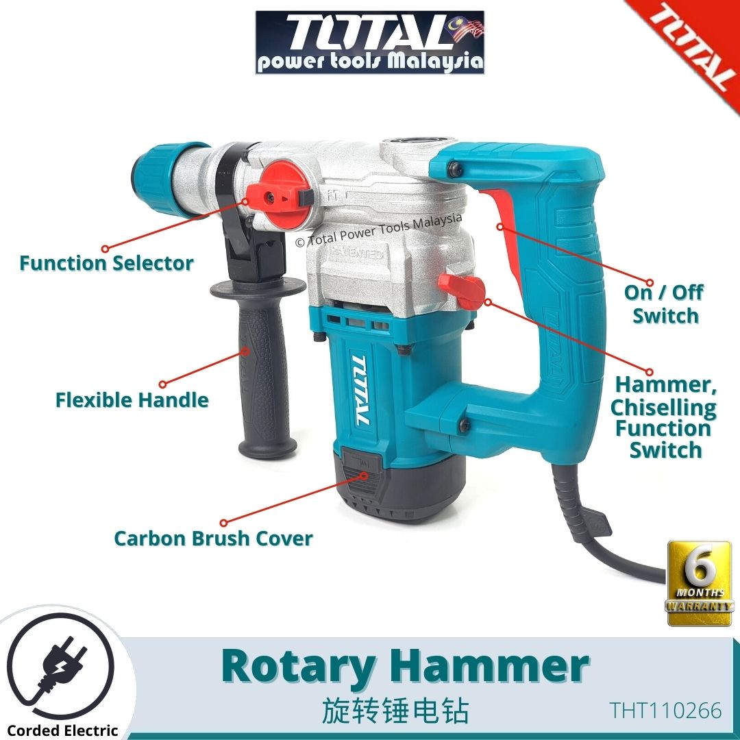 TOTAL Rotary Hammer 1050w 旋转锤电钻 - TH110266 | Shopee Malaysia