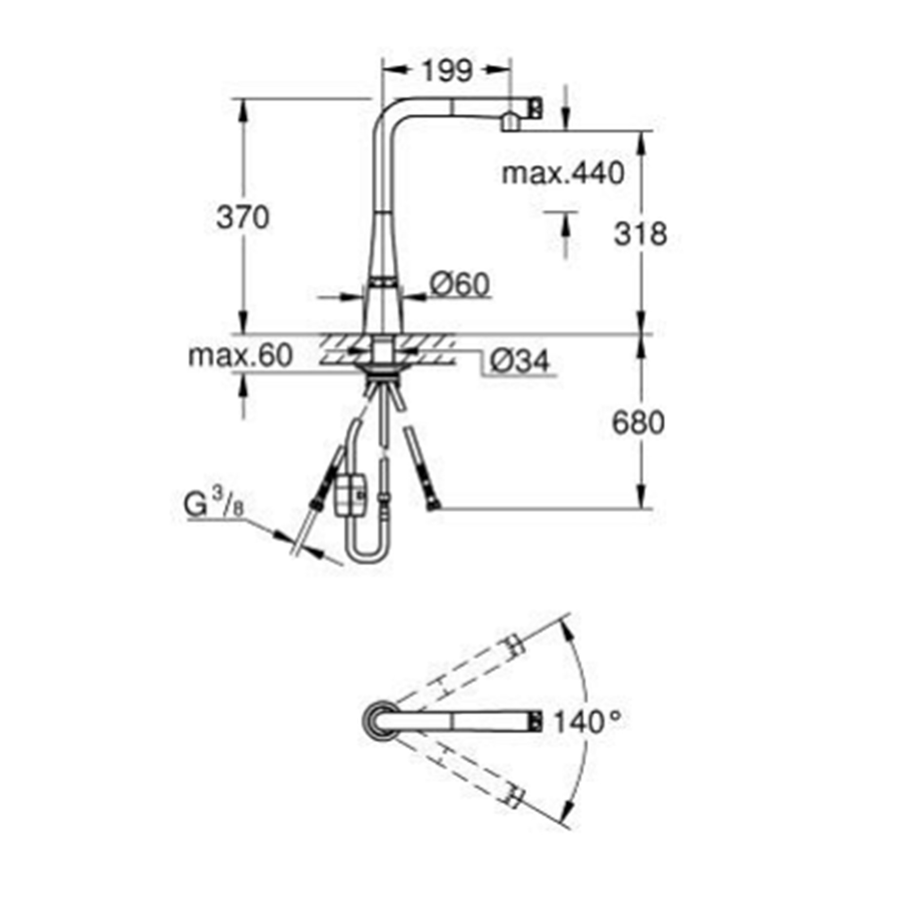 Grohe 31593002 Zedra Kitchen Sink Hot & Cold Water Pull-out Mixer Tap ...